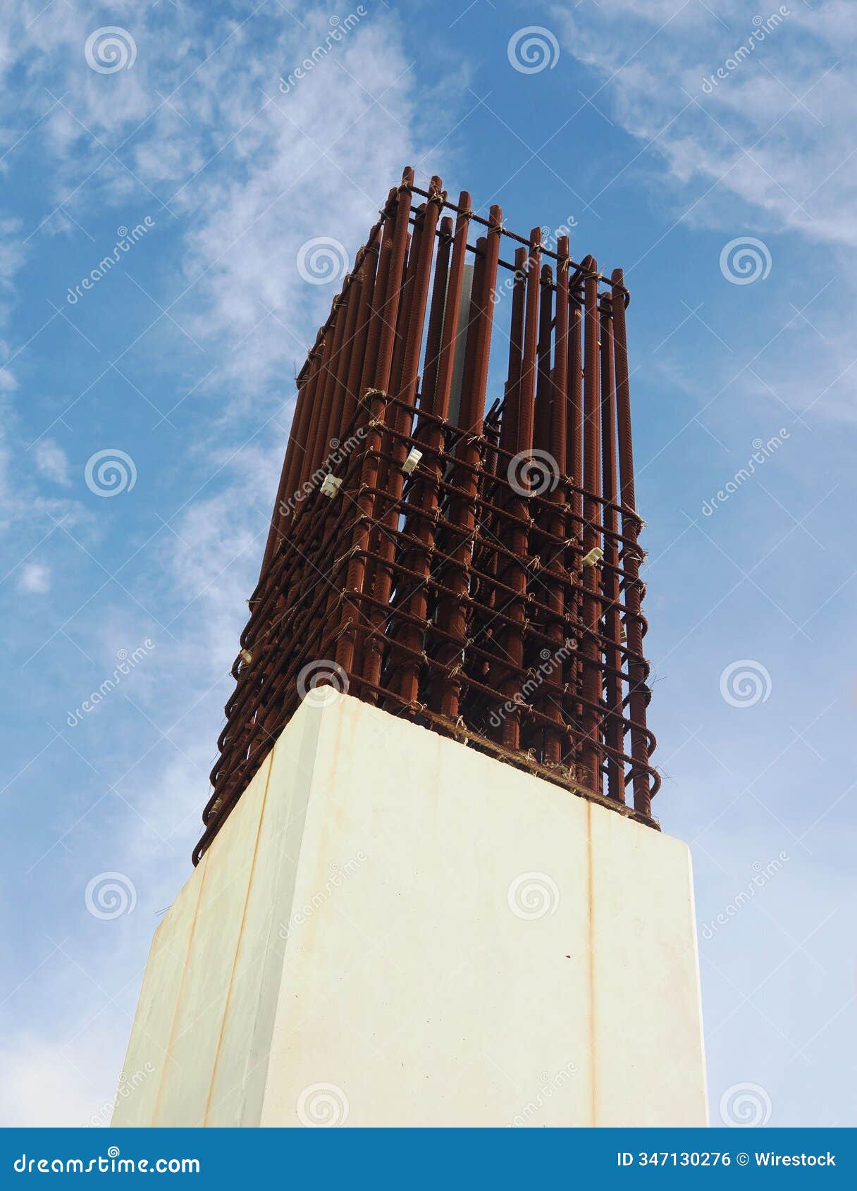 Construction Rebar Structure Against Blue Sky. Stock Photo - Image of ...