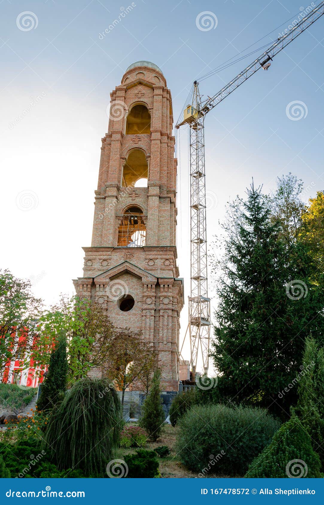 Construction of a Red Brick Bell Tower on the Territory of an Orthodox ...