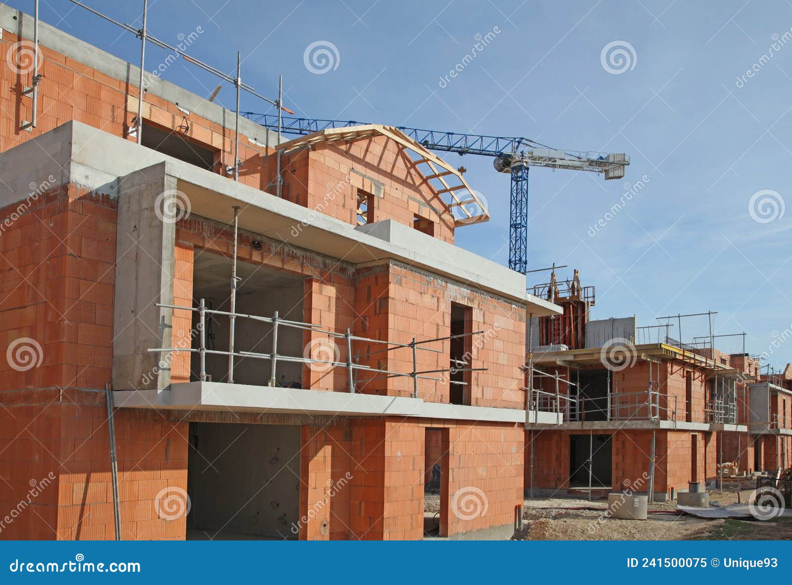 Construction of a Red Brick Residential Building Stock Image - Image of ...