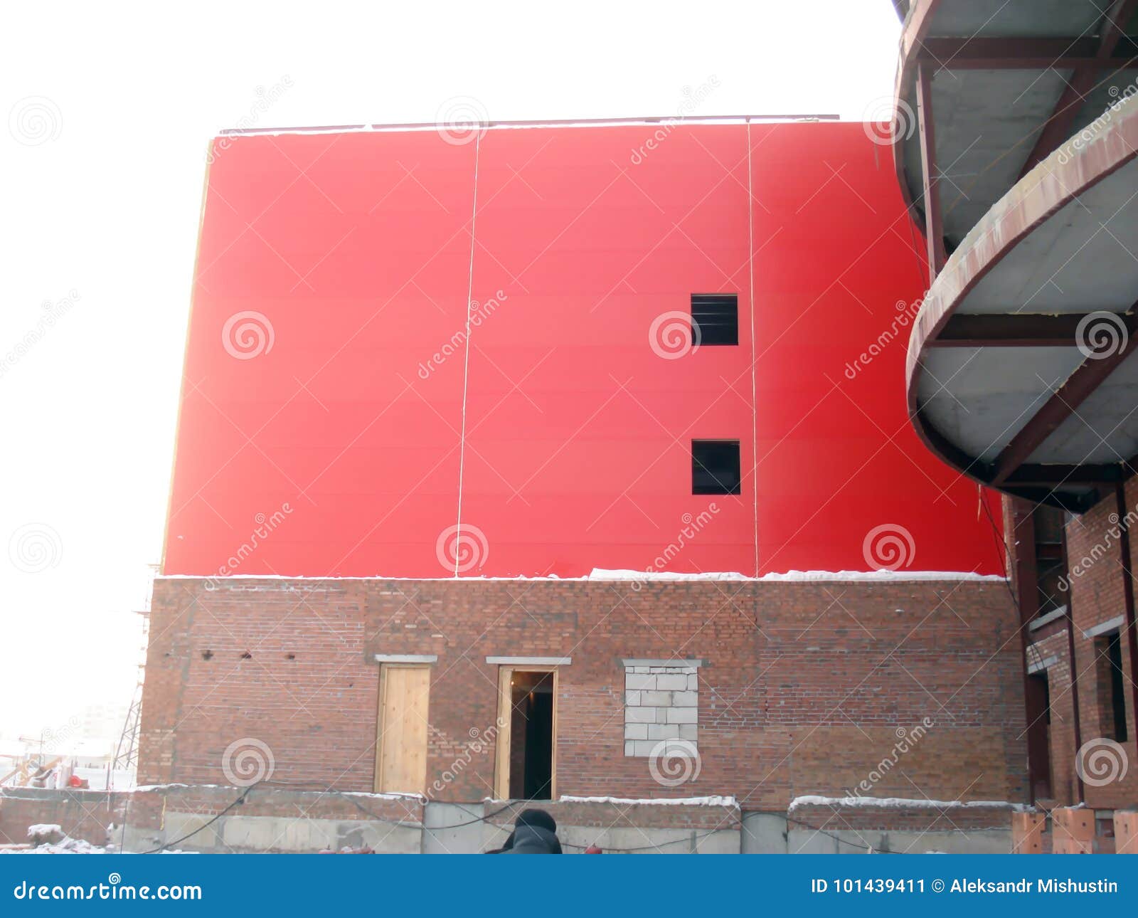 Construction Red Industrial Building Stock Image - Image of winter ...