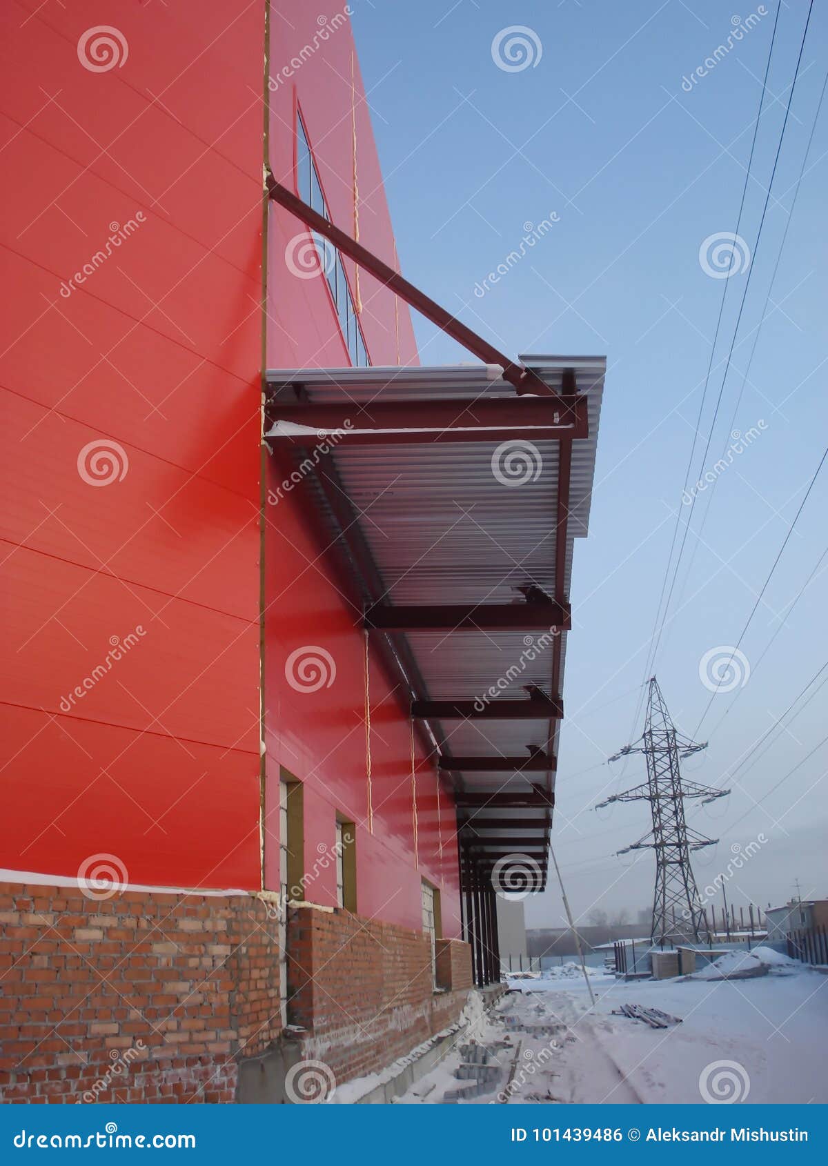 Construction Red Industrial Building Stock Photo - Image of engineering ...