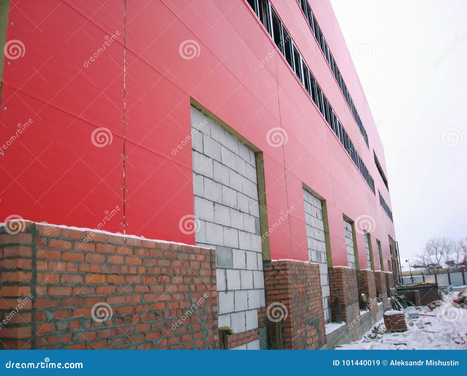 Construction Red Industrial Building Stock Image - Image of walls ...