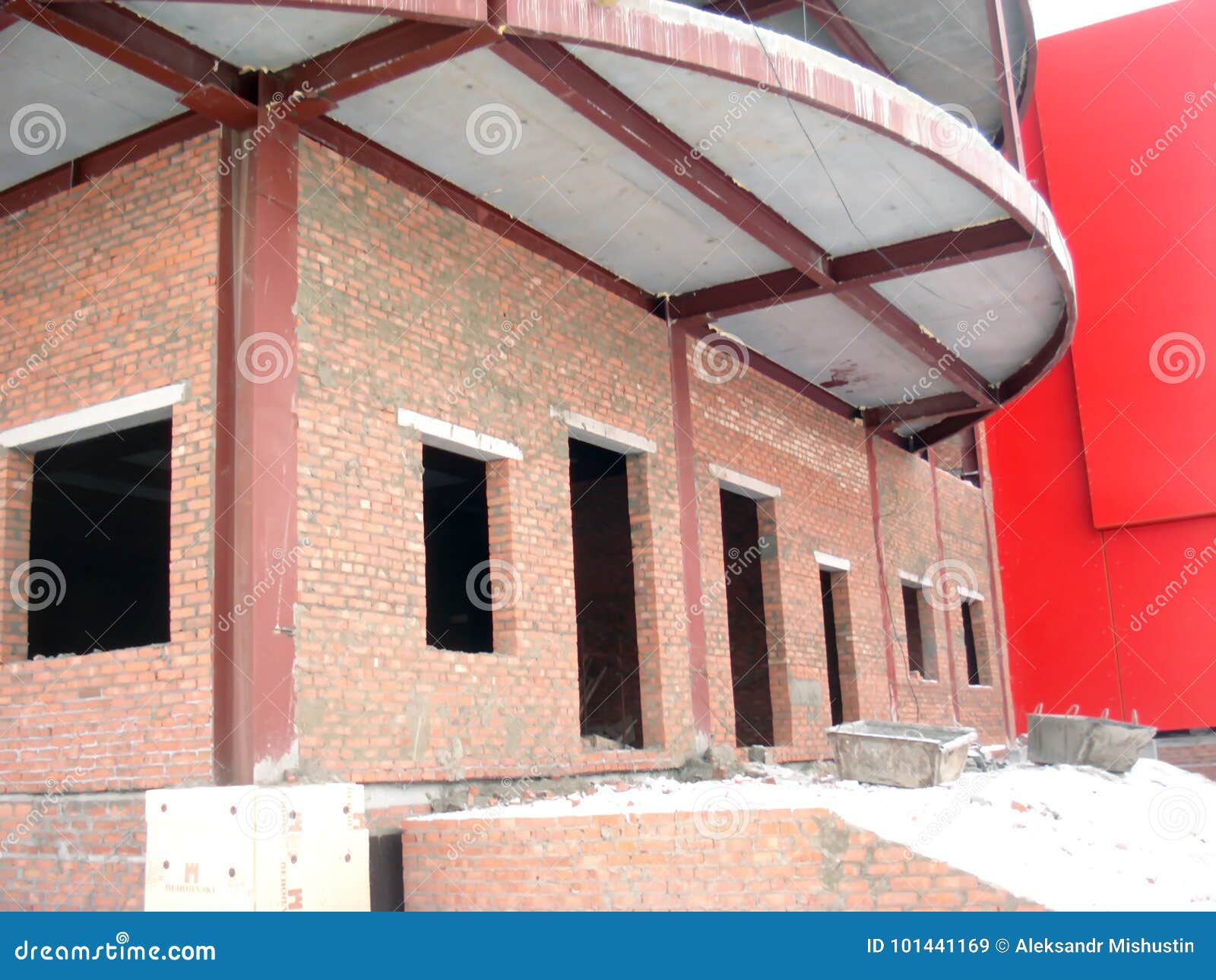 Construction Red Industrial Building Stock Image - Image of walls ...