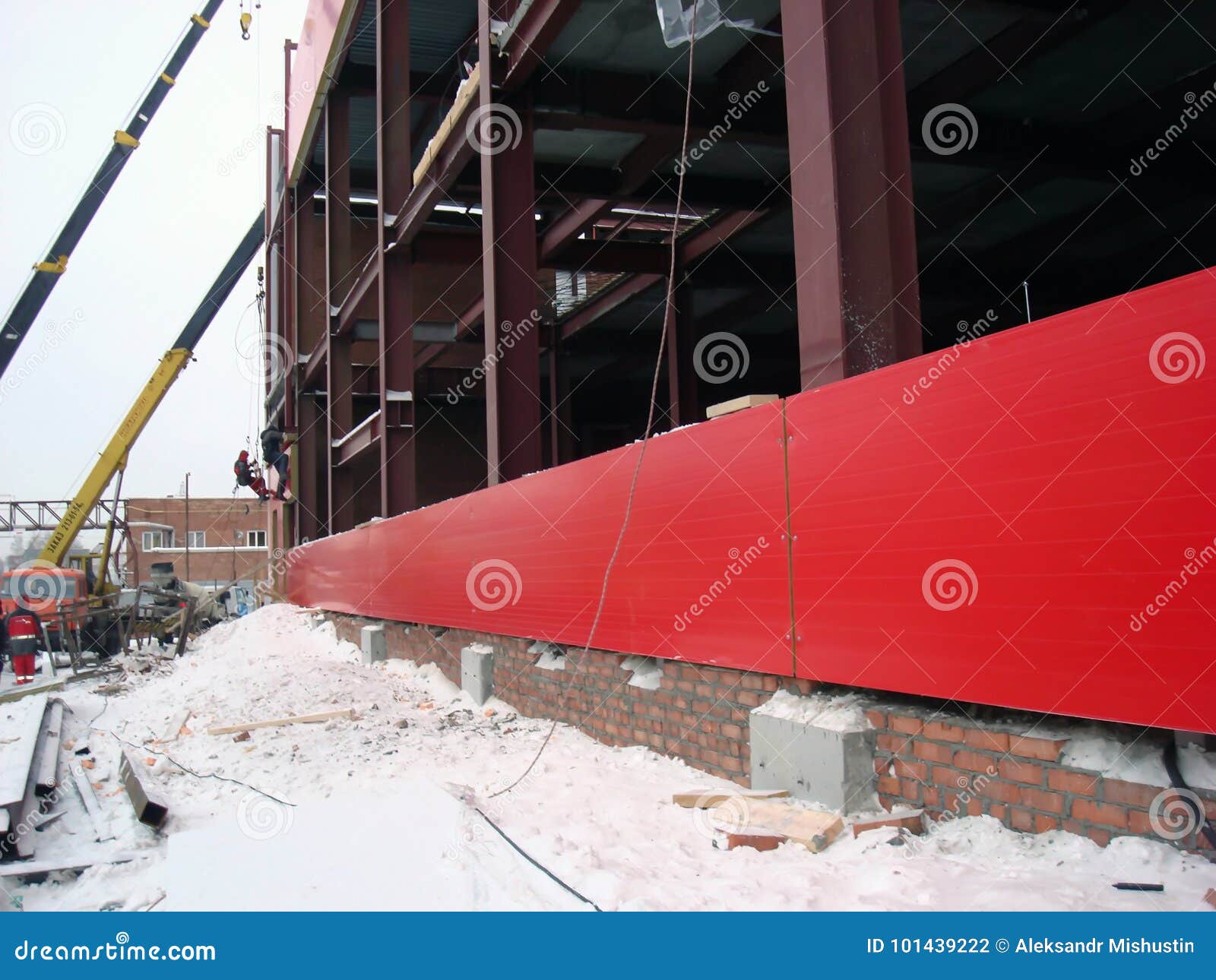 Construction Red Industrial Building Editorial Photography - Image of ...