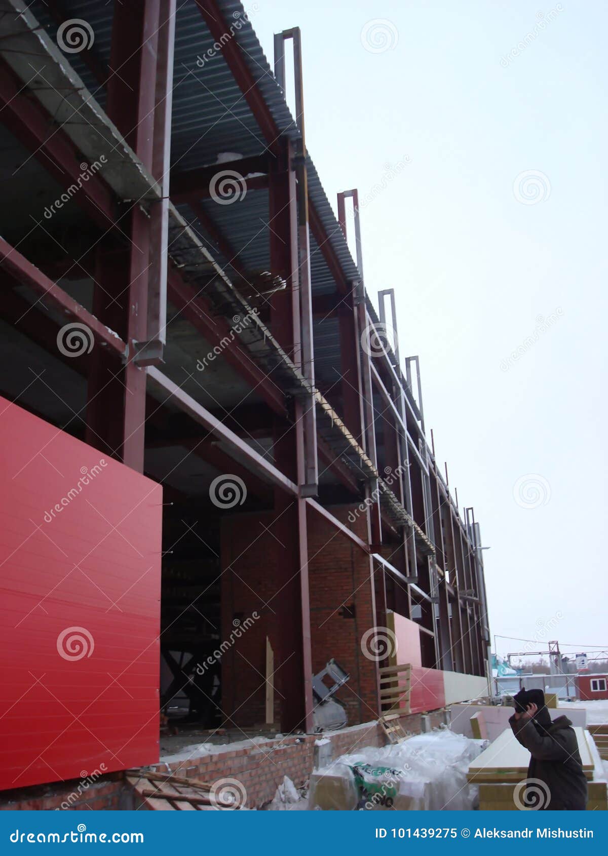 Construction Red Industrial Building Editorial Image - Image of frame ...