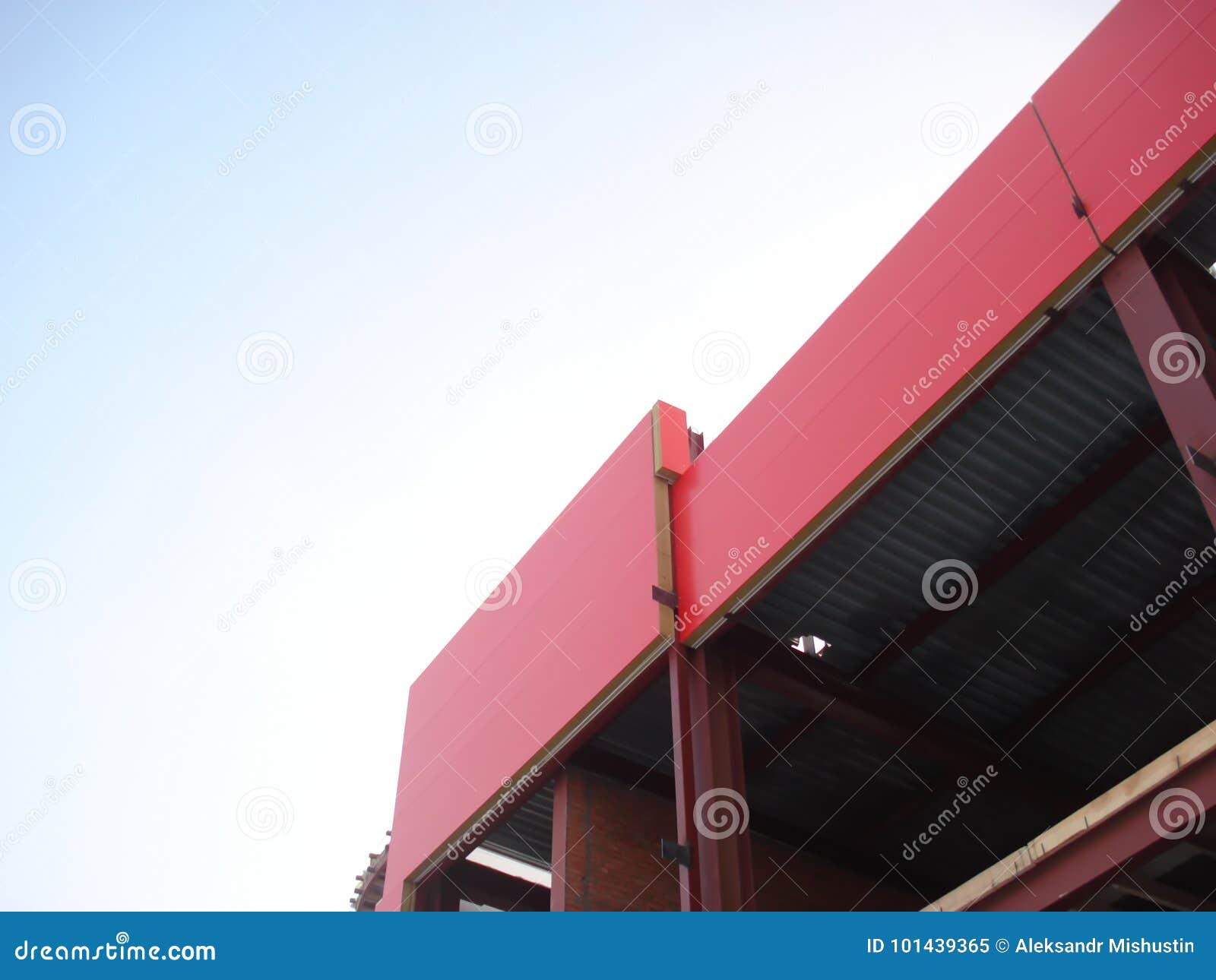 Construction Red Industrial Building Stock Image - Image of panels ...
