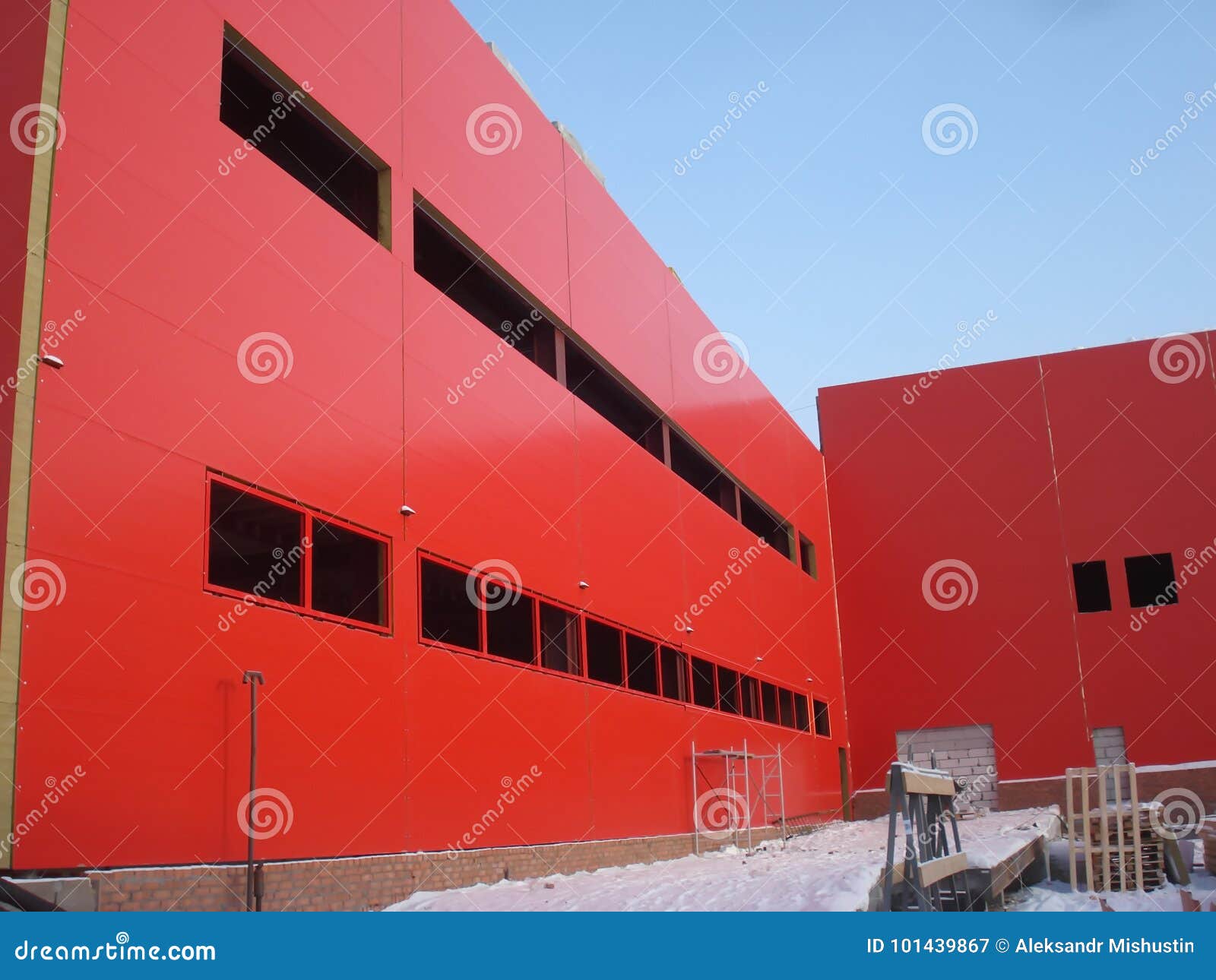 Construction Red Industrial Building Stock Image - Image of brick, iron ...