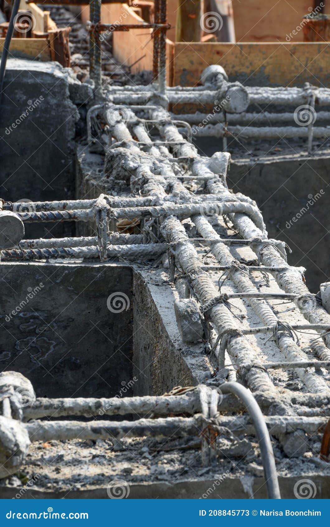 Construction of Steel Beams and Plastering for Building Foundations ...