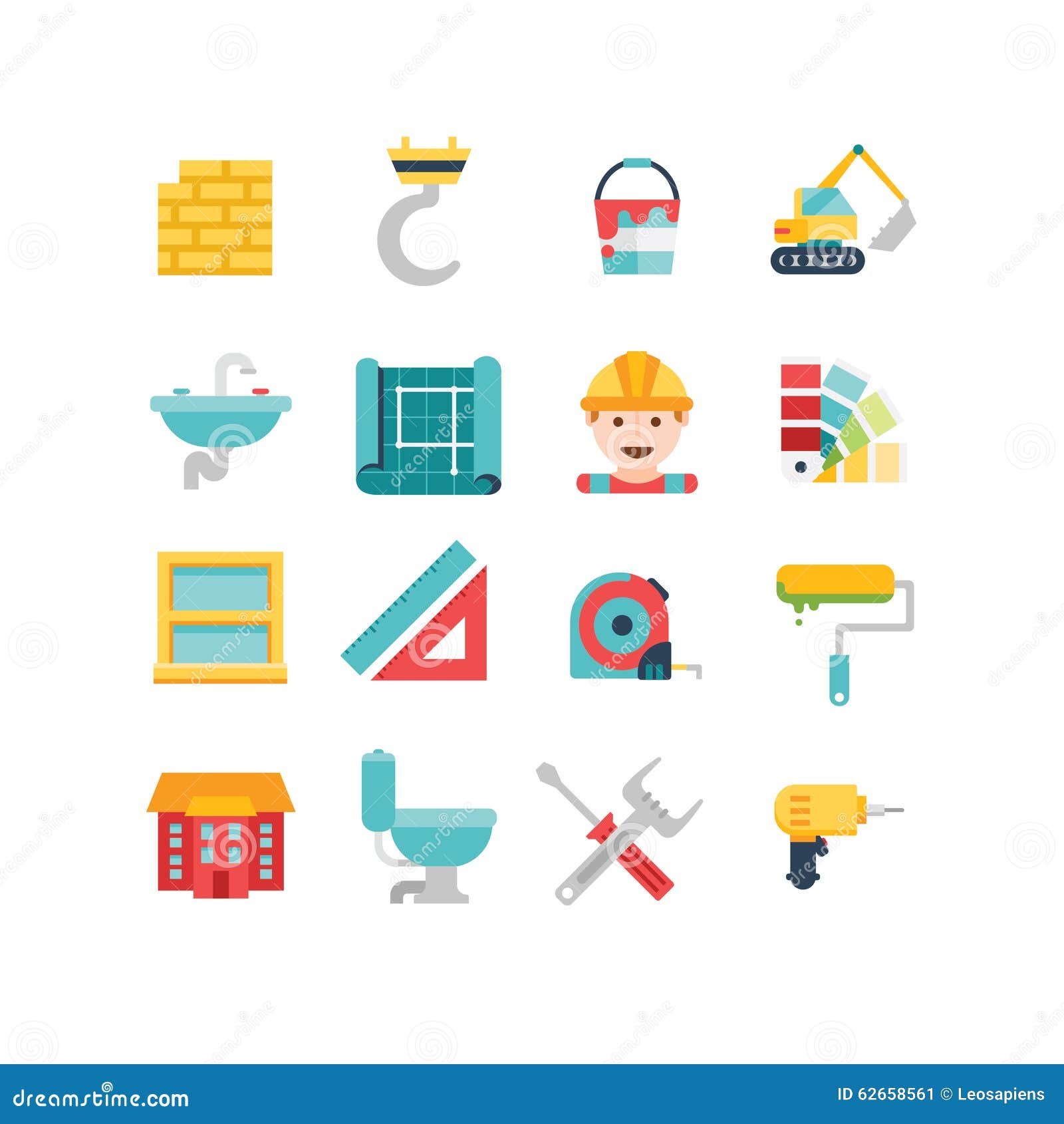 Construction Related Icons and Illustrations Stock Vector ...