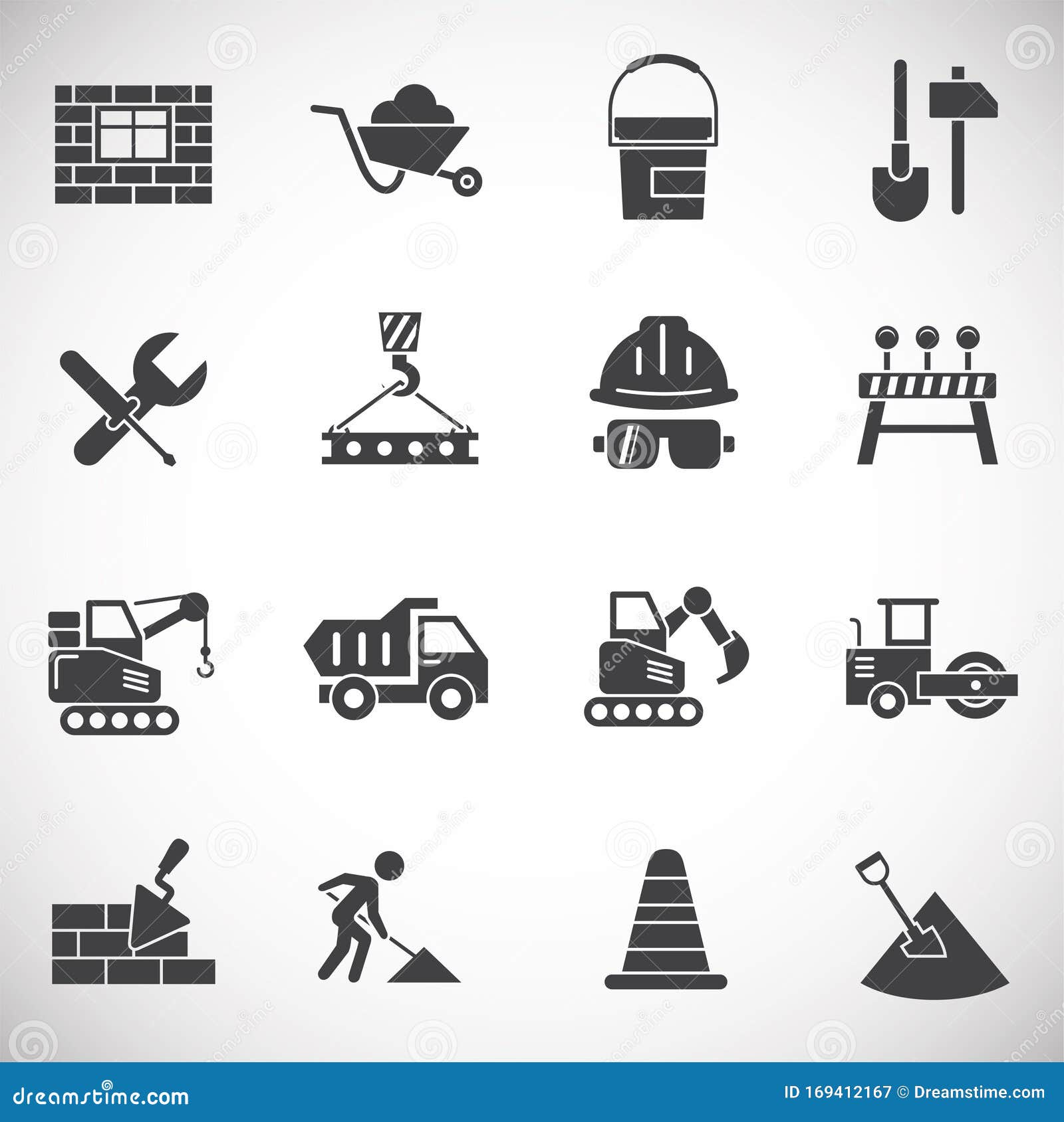 Construction Related Icons Set on Background for Graphic and Web Design ...