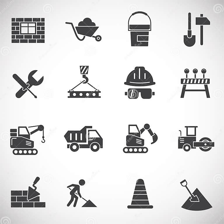 Construction Related Icons Set on Background for Graphic and Web Design ...