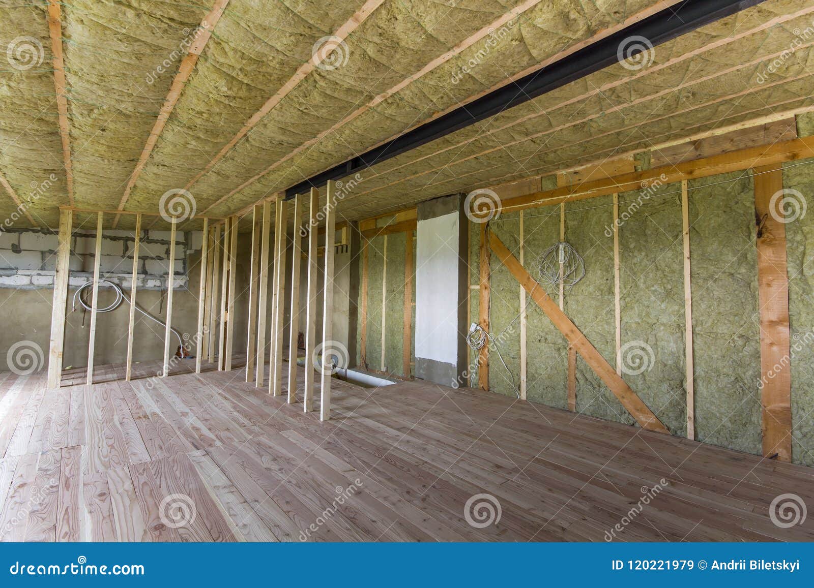 Construction and Renovation of Big Spacious Empty Unfinished Attic Room ...