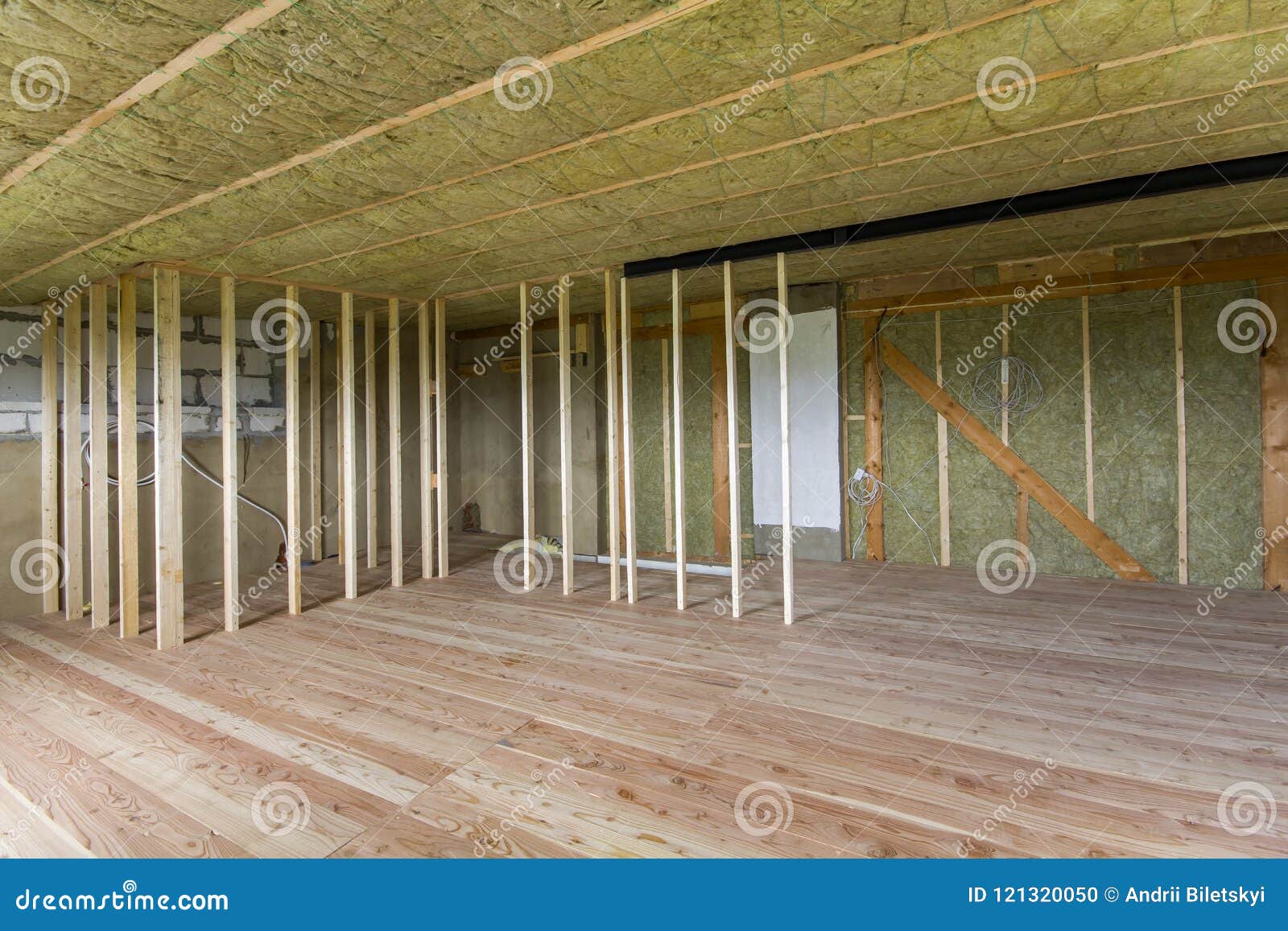 Construction and Renovation of Big Spacious Empty Unfinished Attic Room ...