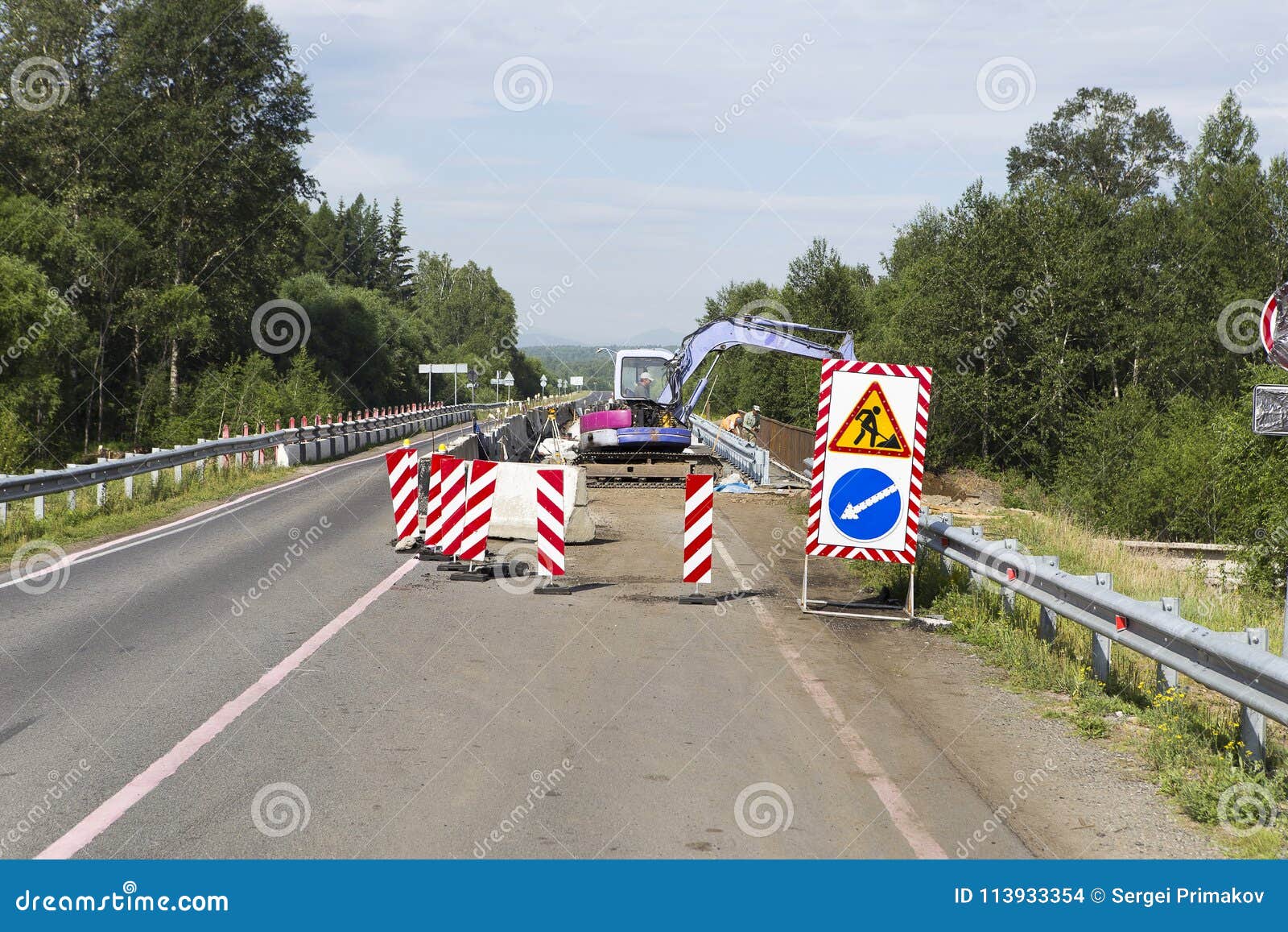 Construction and Repair of Highways. Stock Photo - Image of closed ...