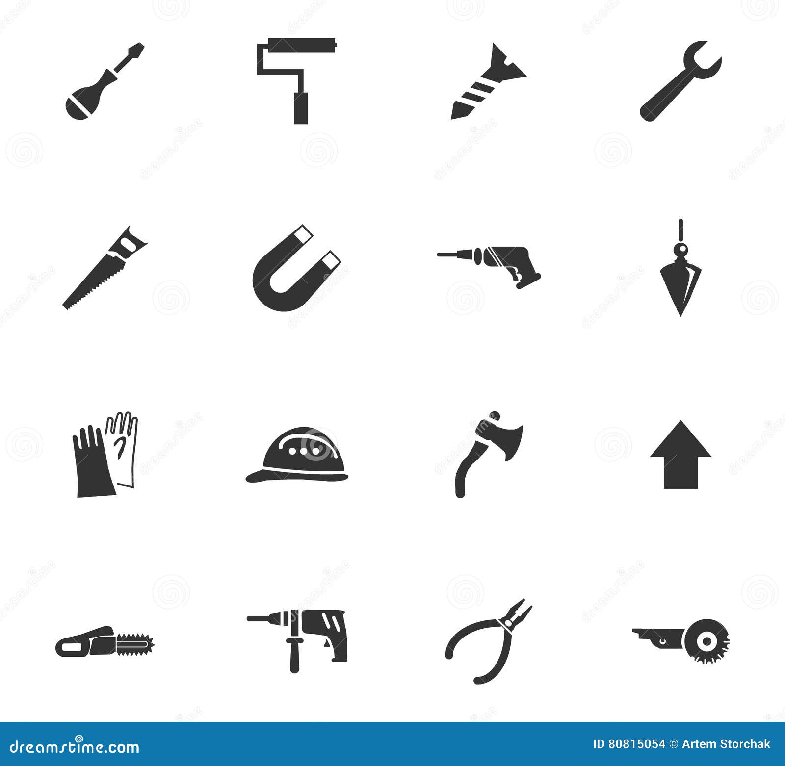 Construction and Repair Icons Set Stock Vector - Illustration of roller ...