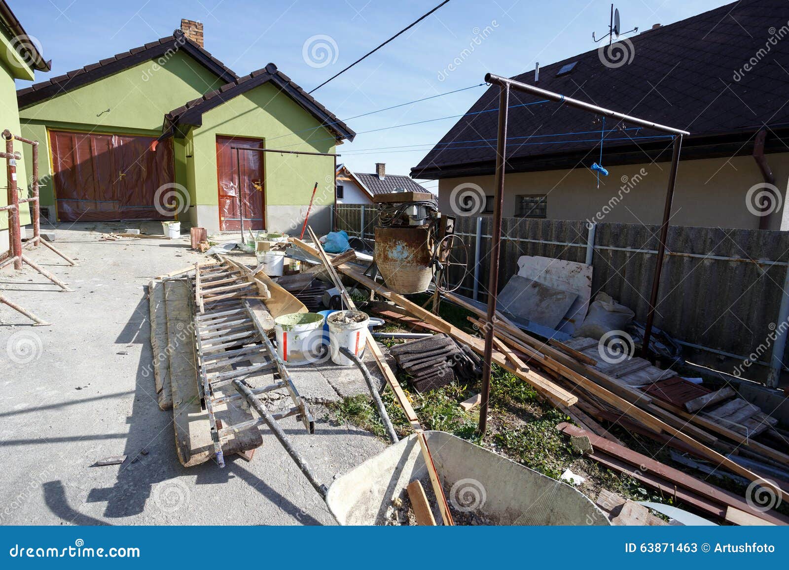 Construction or Repair of the Rural House Stock Image - Image of roof ...