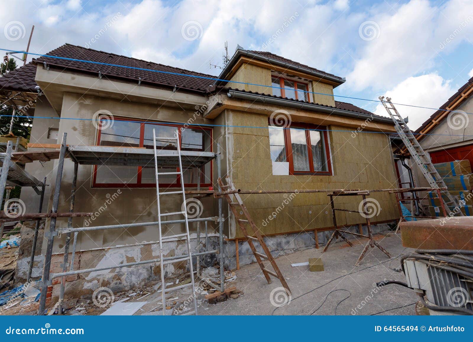 Construction or Repair of the Rural House Stock Photo - Image of facade ...