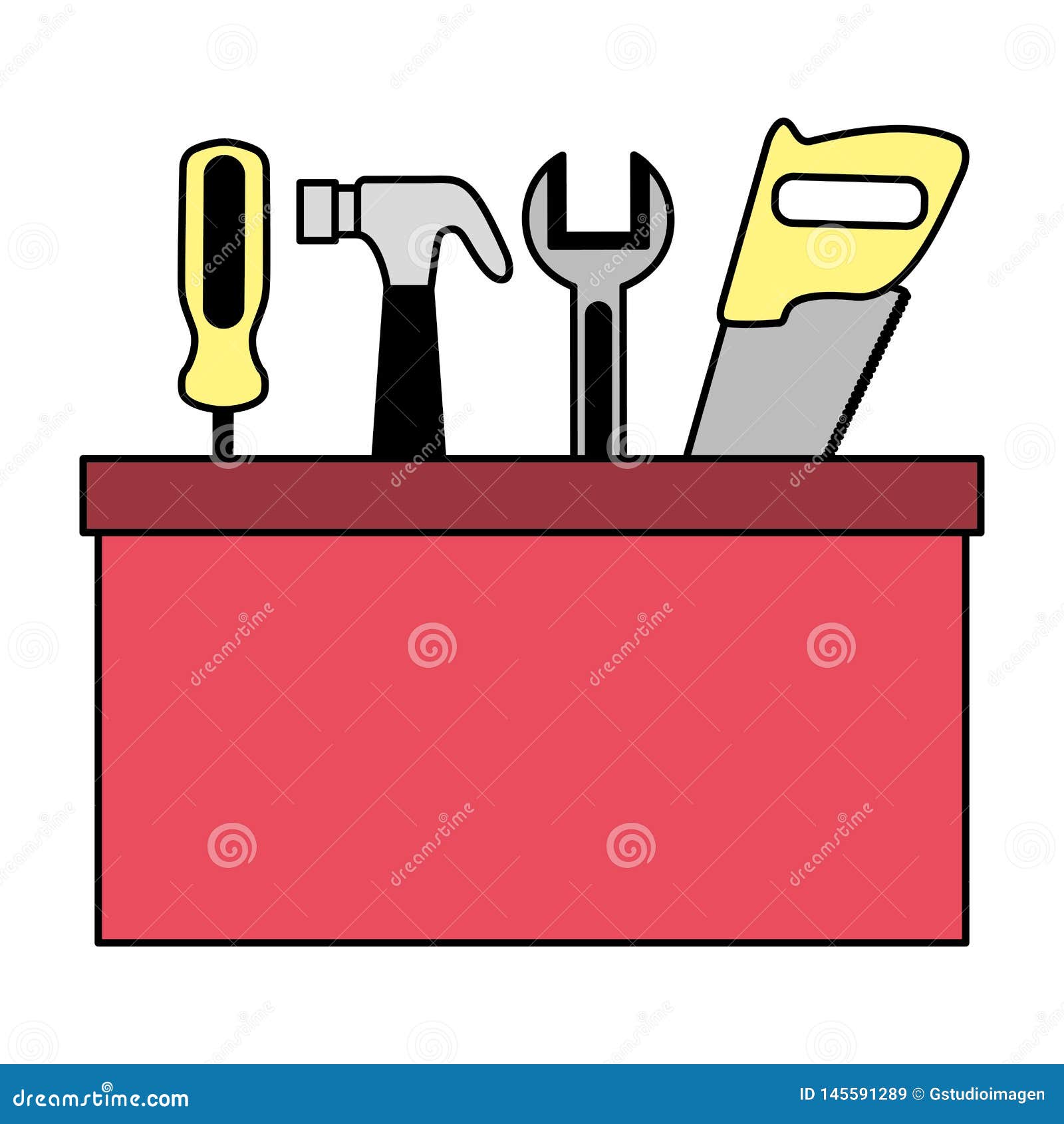 Construction Repair Tool Box on White Background Stock Illustration ...