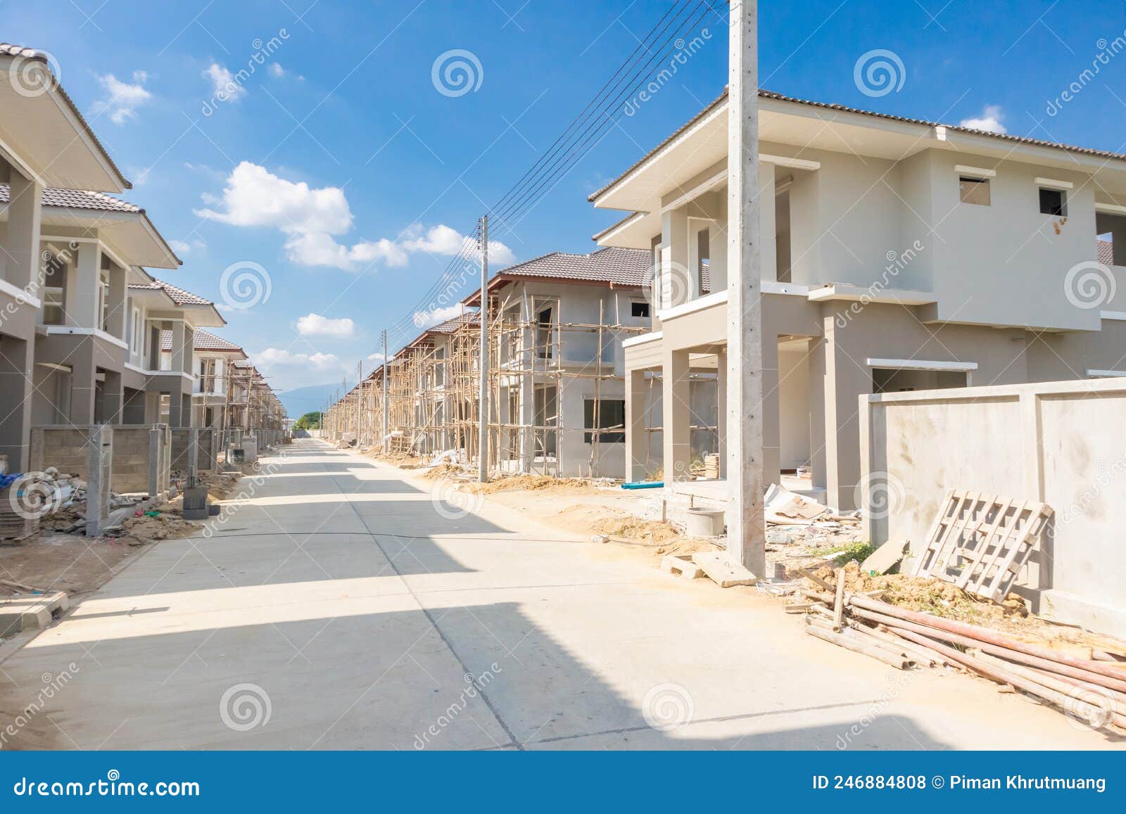 Construction Residential New House in Progress at Building Site Housing ...