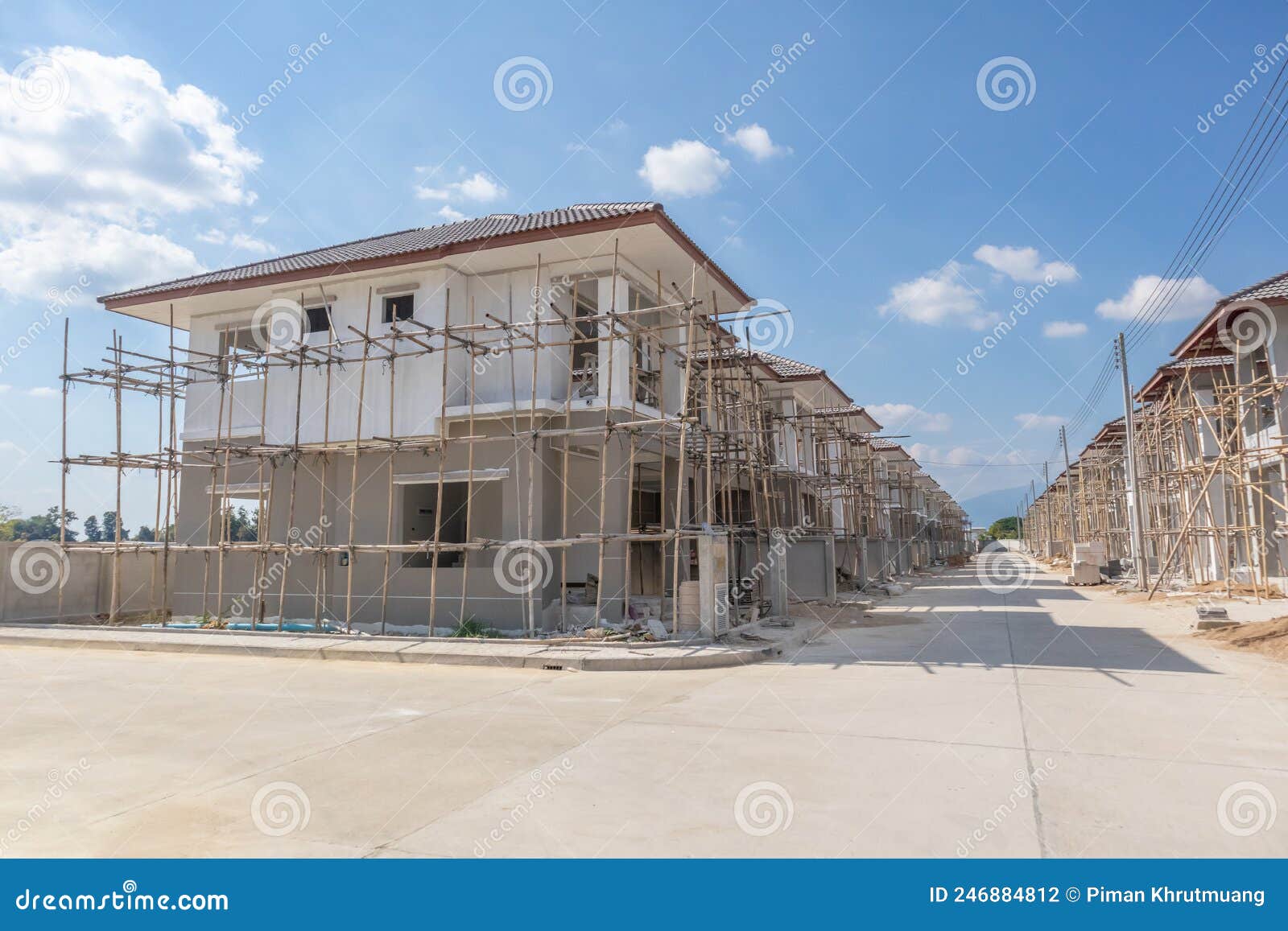Construction Residential New House in Progress at Building Site Housing ...