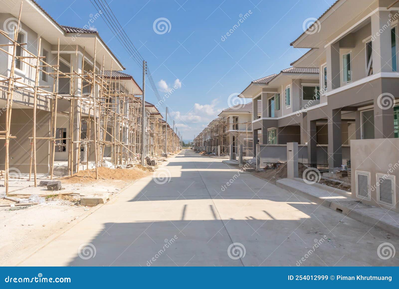 Construction Residential New House in Progress at Building Site Housing ...