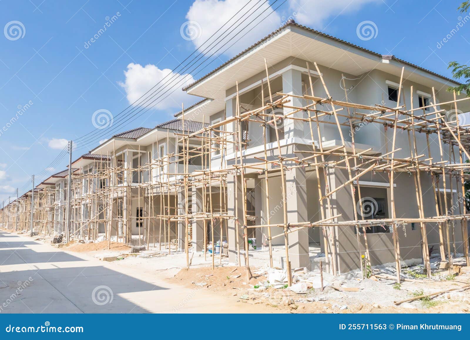 Construction Residential New House in Progress at Building Site Housing ...