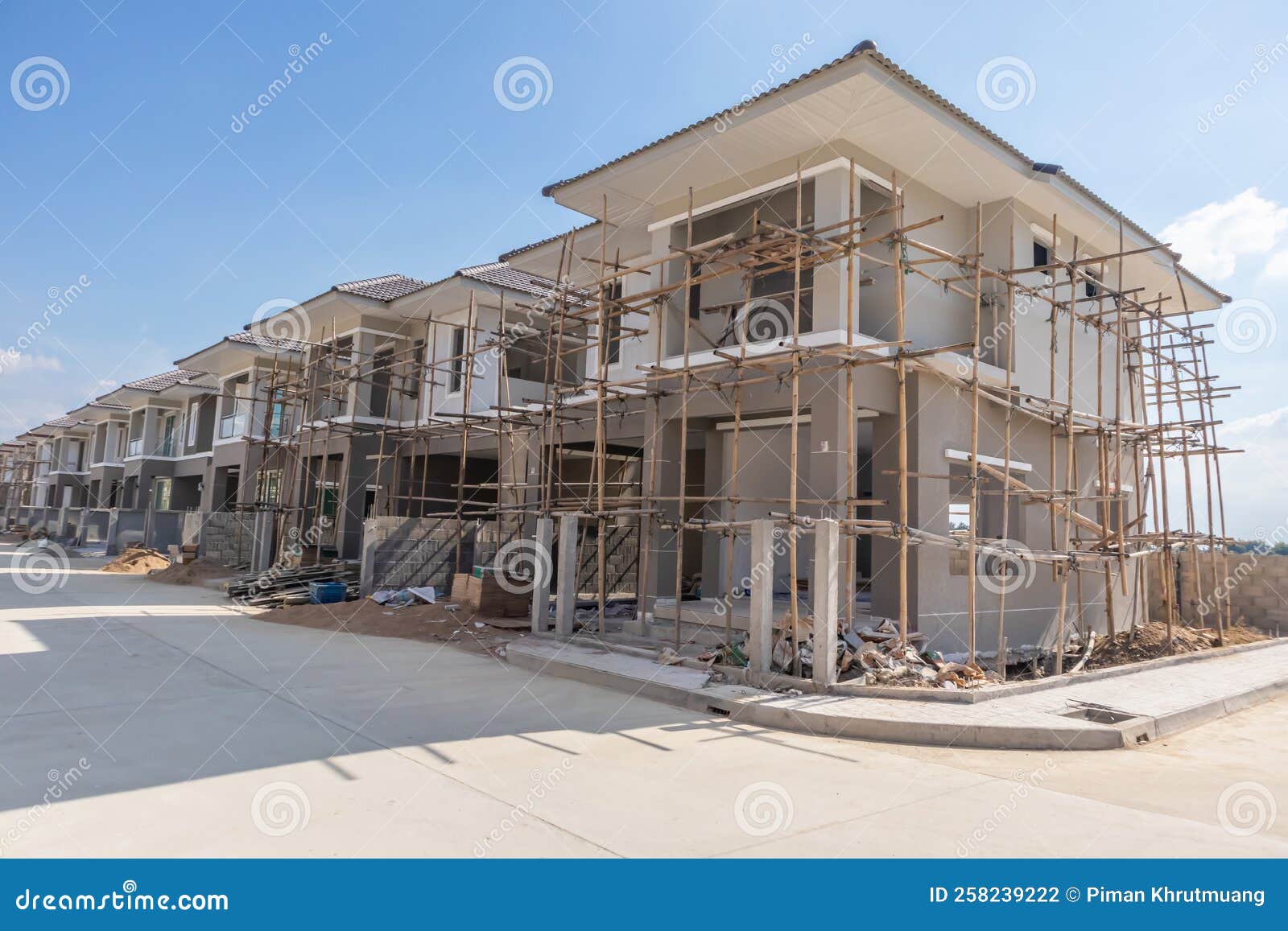 Construction Residential New House in Progress at Building Site Housing ...