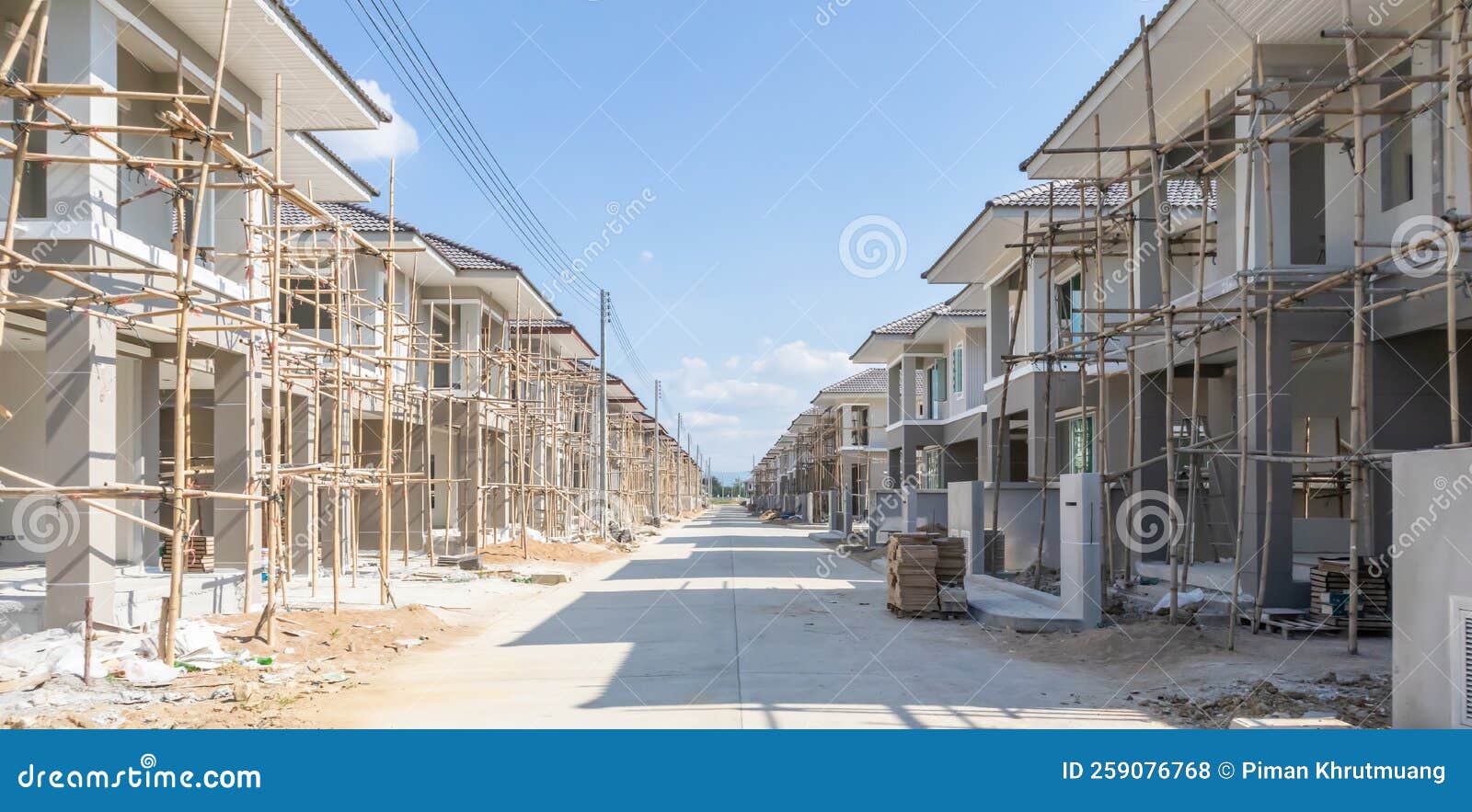 Construction Residential New House in Progress at Building Site Housing ...