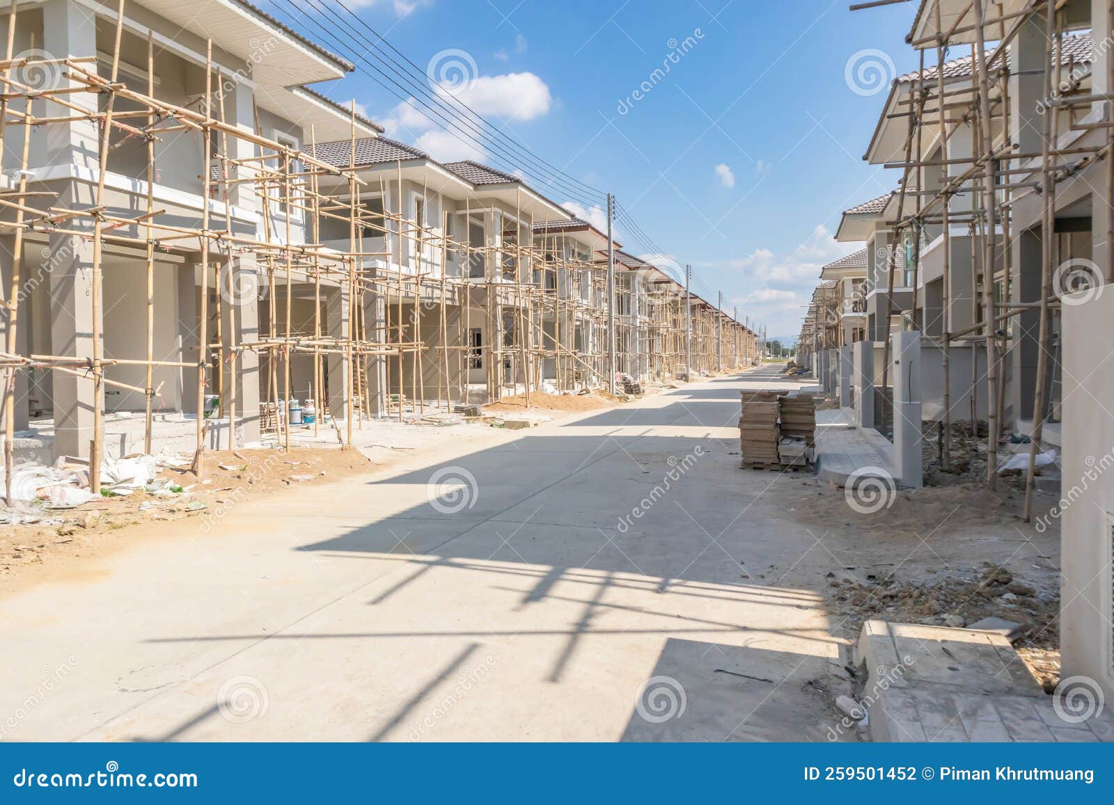 Construction Residential New House in Progress at Building Site Housing ...