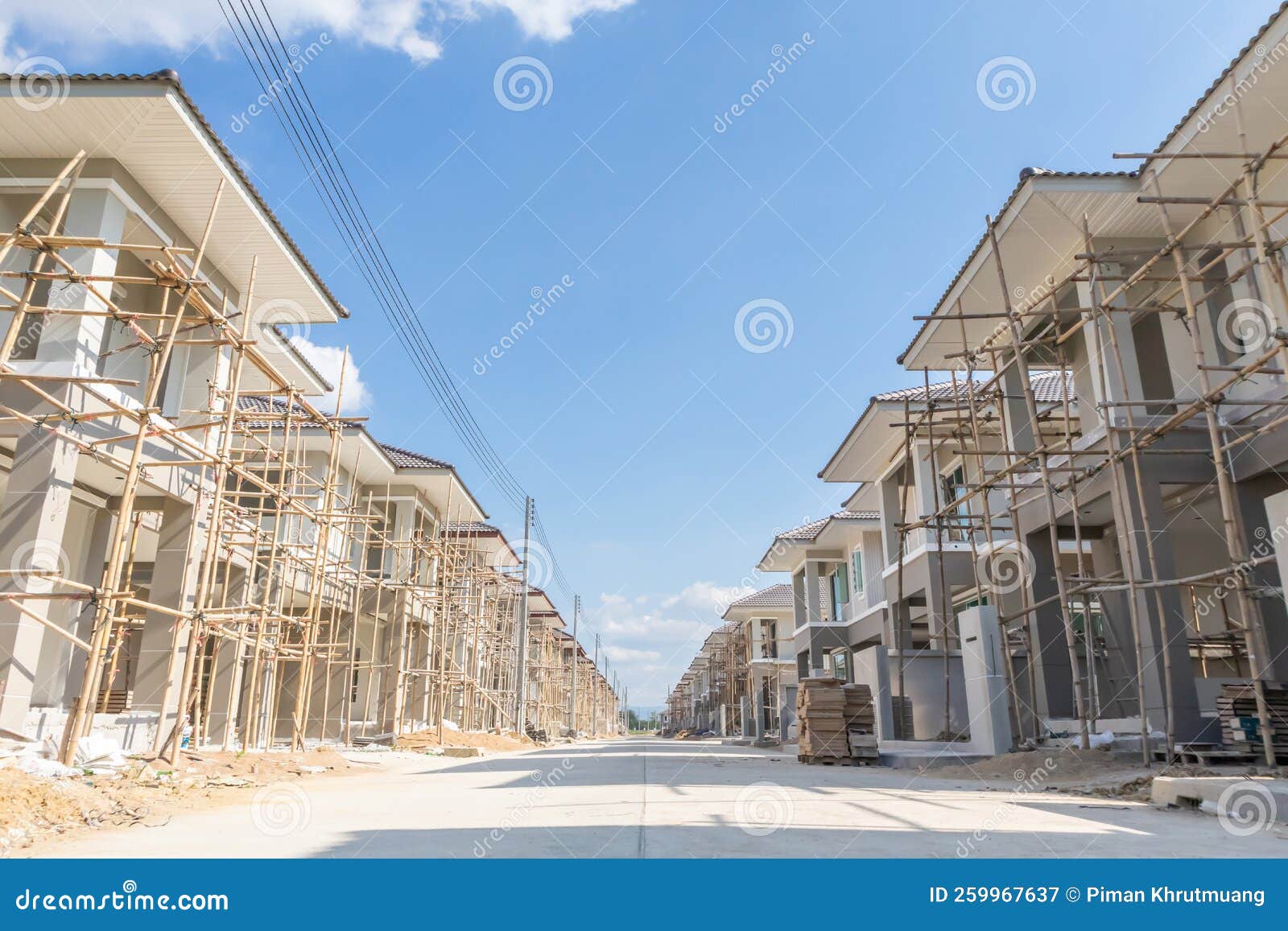 Construction Residential New House in Progress at Building Site Housing ...