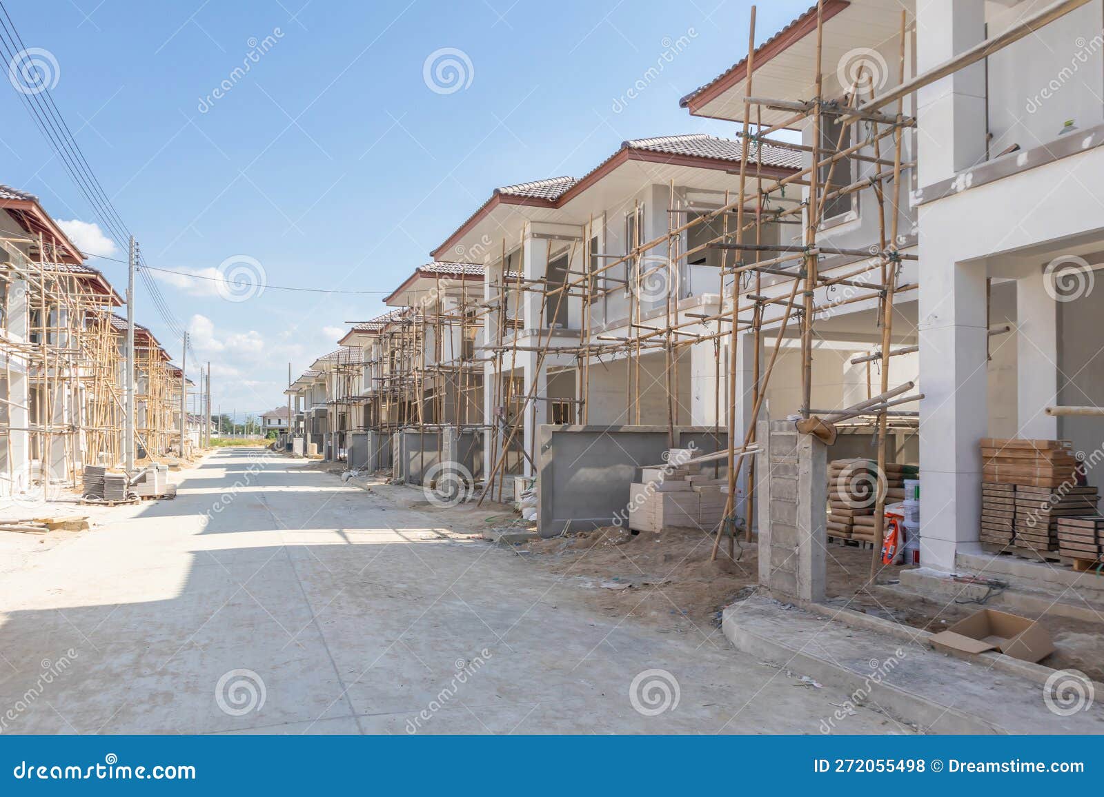 Construction Residential New House in Progress at Building Site Housing ...