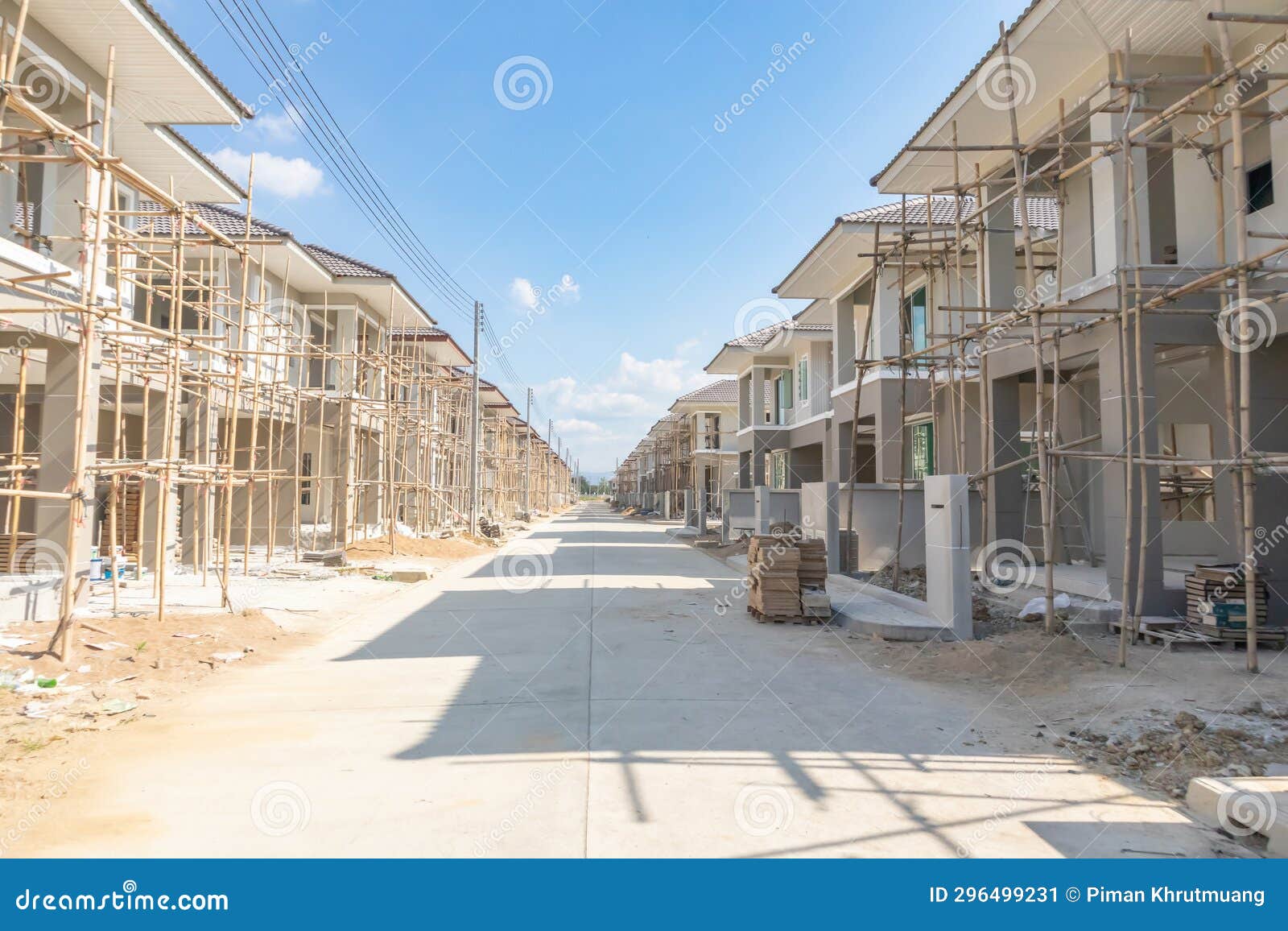 Construction Residential House in Progress at Building Site Housing ...