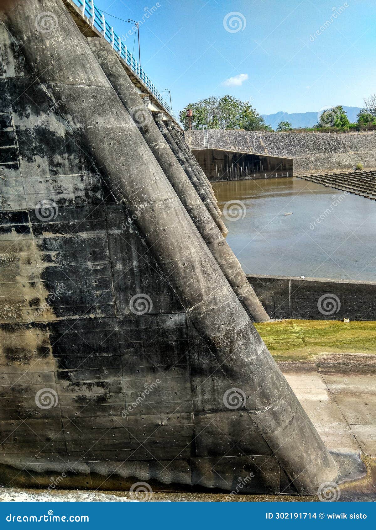 The Construction of a River Dam Building is Quite Old Stock Photo ...