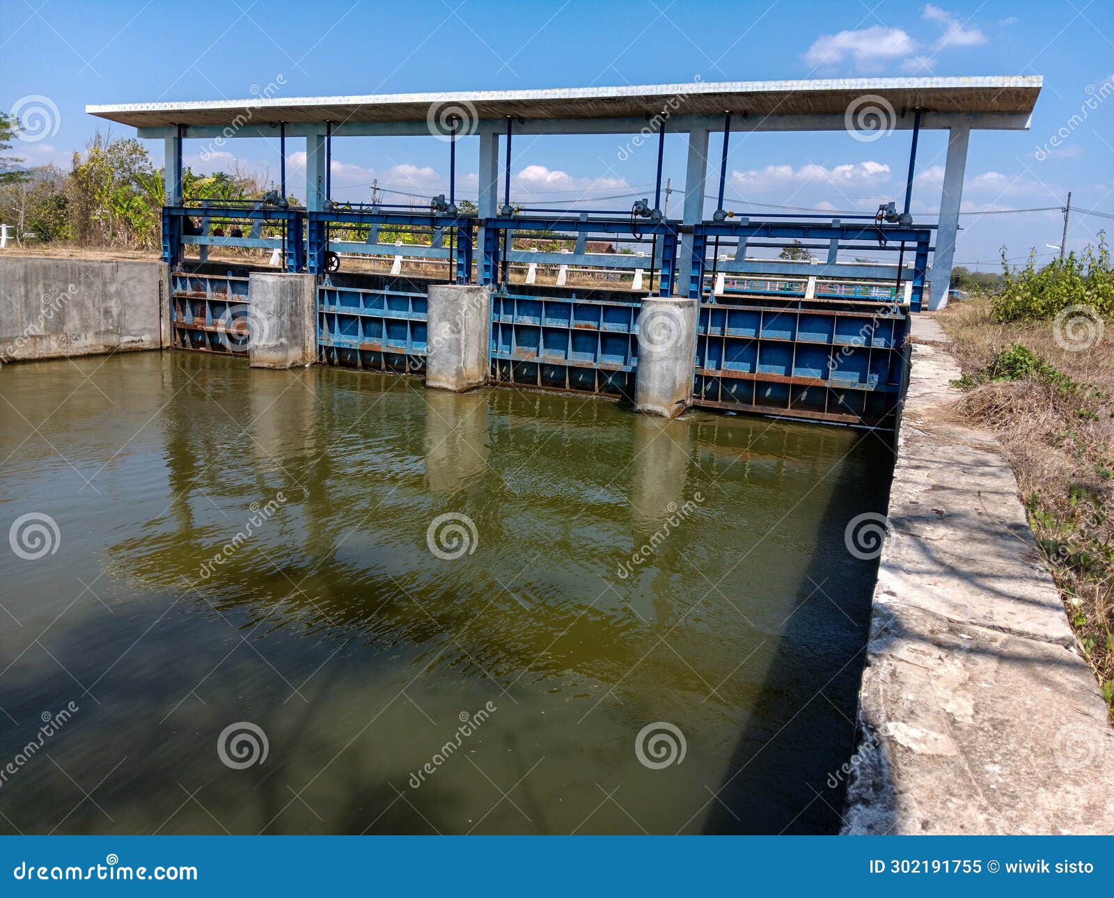 The Construction of a River Dam Building is Quite Old Stock Image ...