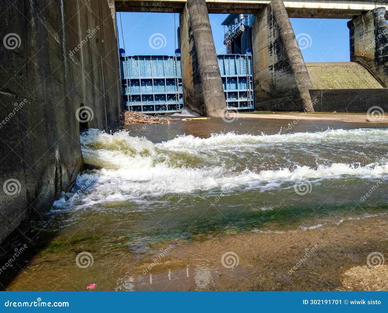 The Construction of a River Dam Building is Quite Old Stock Image ...