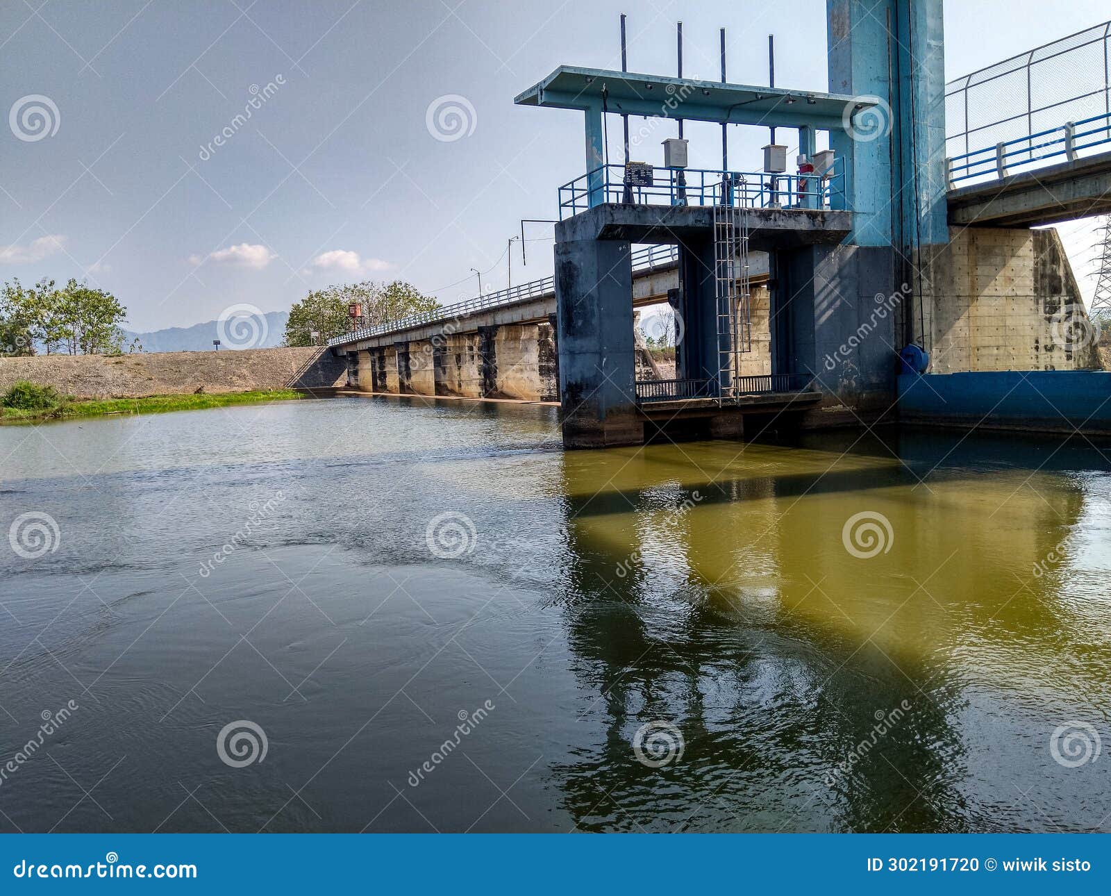 The Construction of a River Dam Building is Quite Old Stock Photo ...