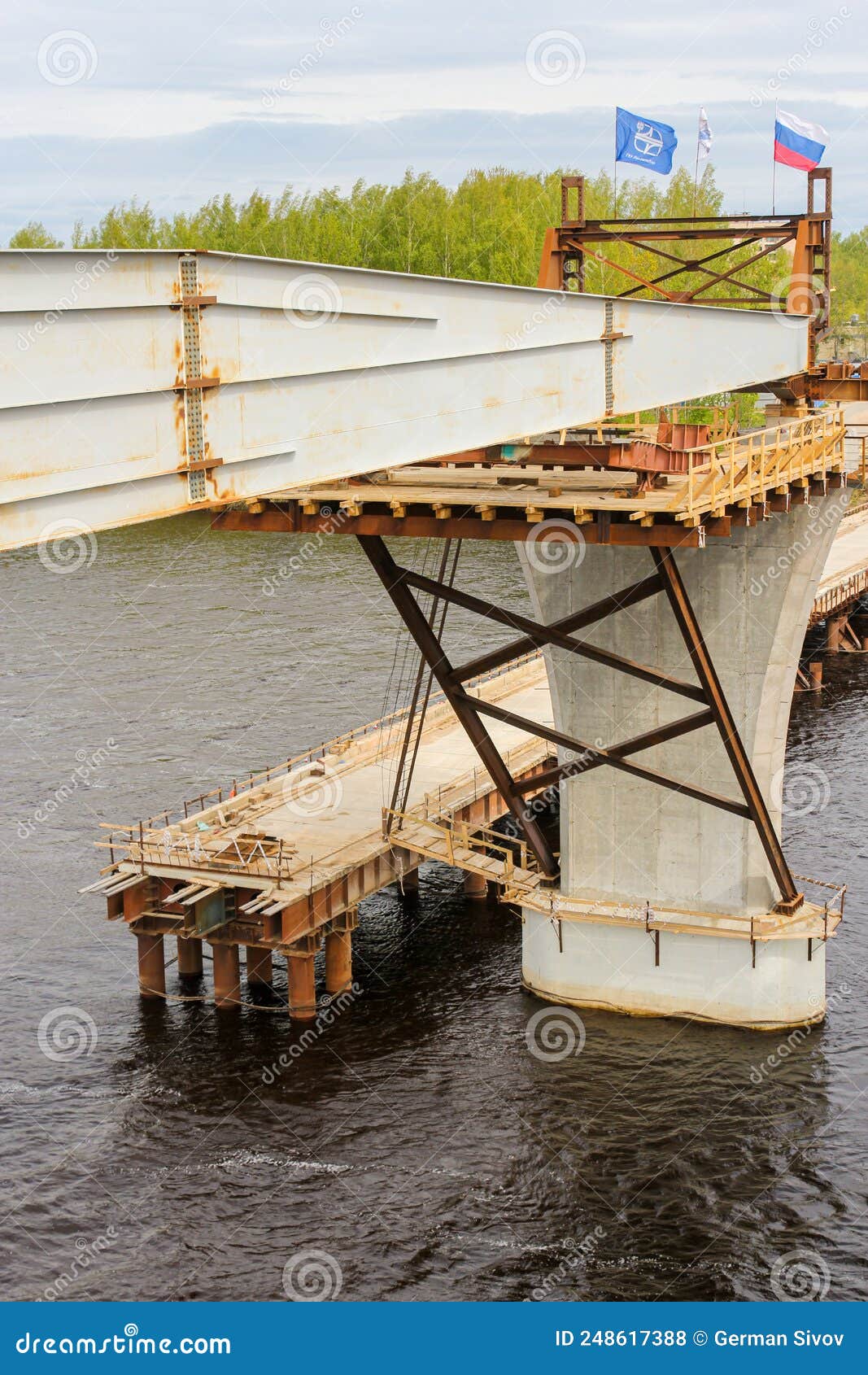 Mounting Platform Under the Span of the Bridge Stock Photo - Image of ...