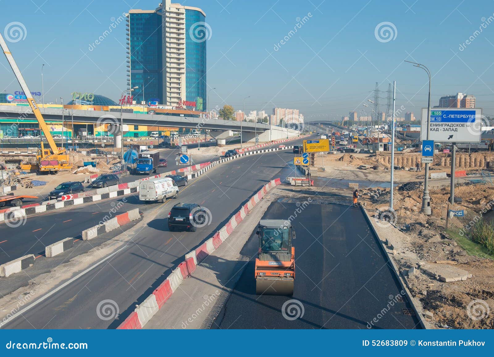Construction of road editorial stock image. Image of iron - 52683809