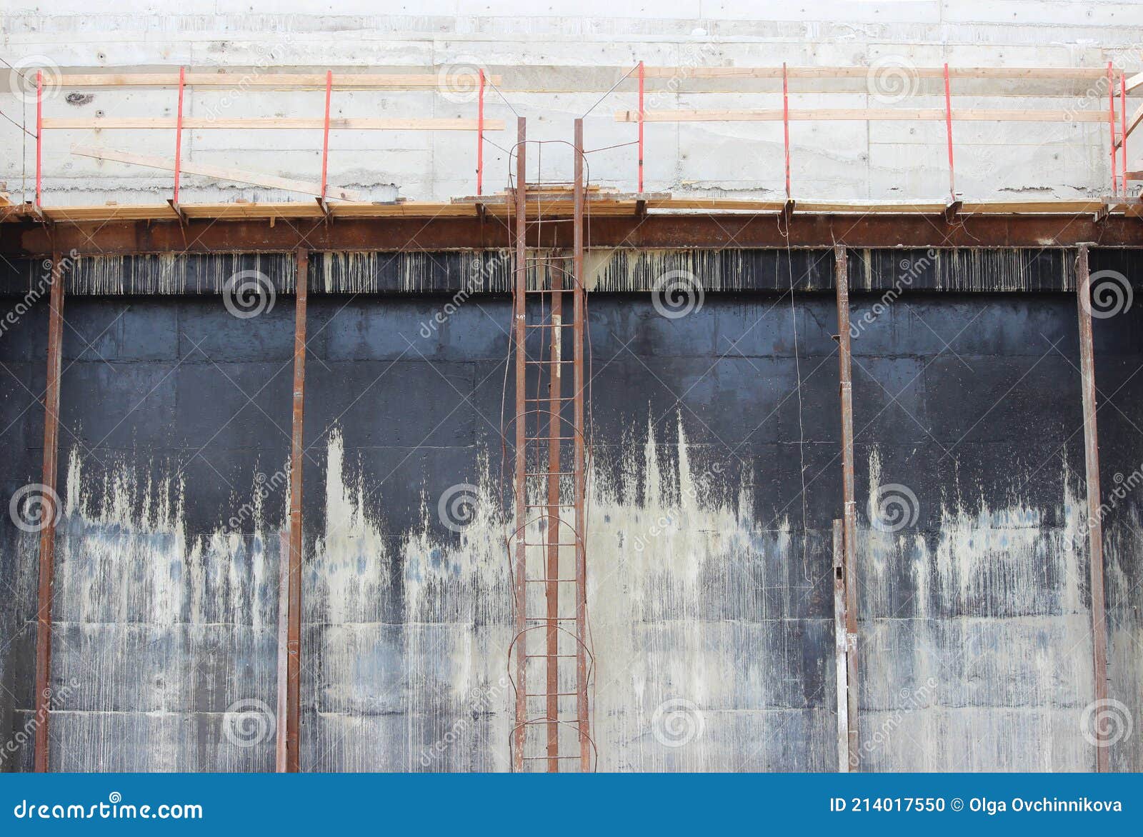Construction of a Road Junction. a Concrete Structure with a Guardrail ...