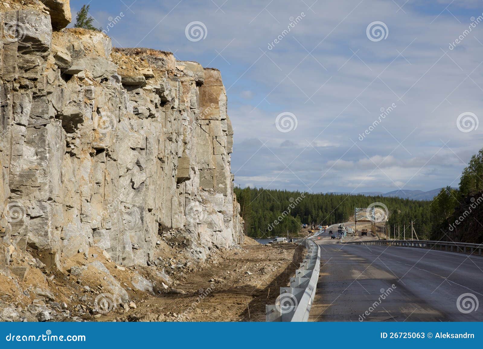 Construction of the Road through the Rock Stock Image - Image of rubble ...
