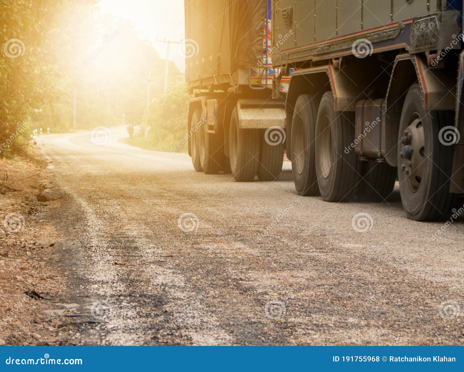 Construction Road with Running Truck on this Road Stock Photo - Image ...