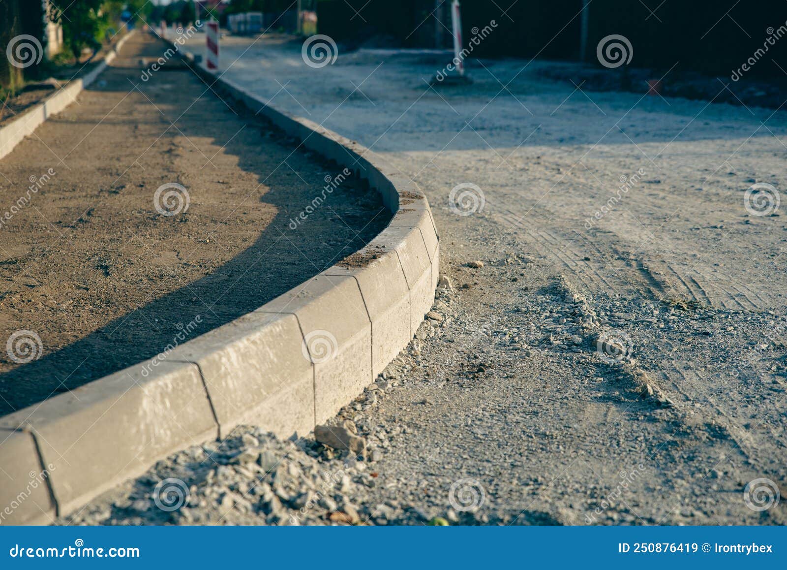Construction of Road and Sidewalk, Close-up of a Large Curb Stock Image ...