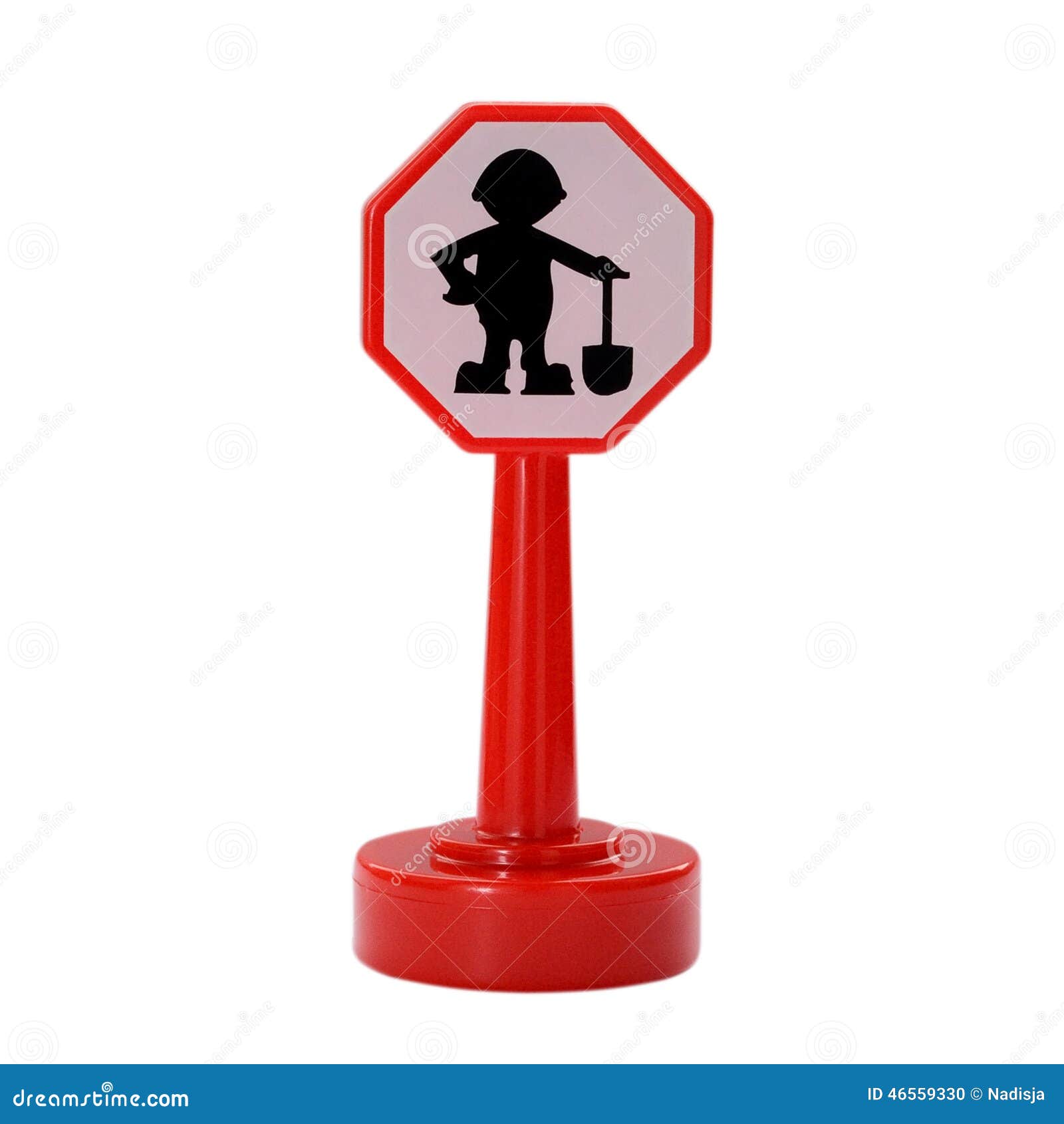 Construction Road Sign, a Man with Shovel and Stock Photo - Image of ...