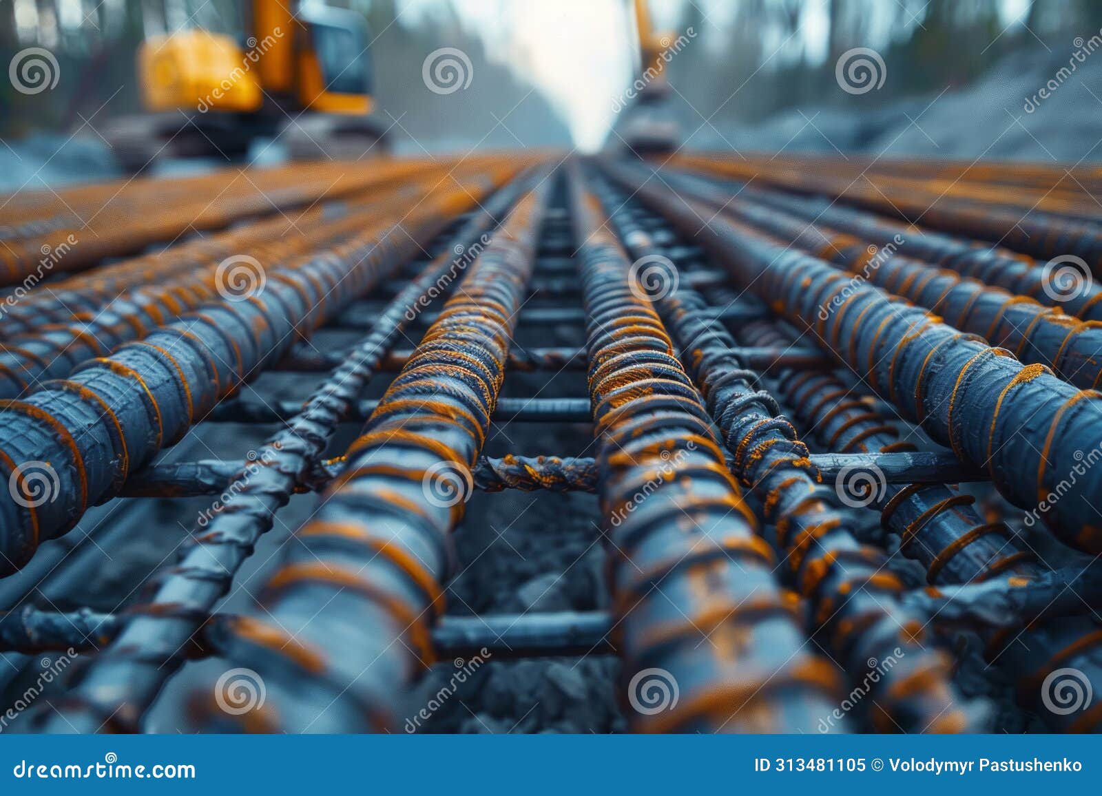 Construction of a Road with Steel Rods Stock Image - Image of site ...