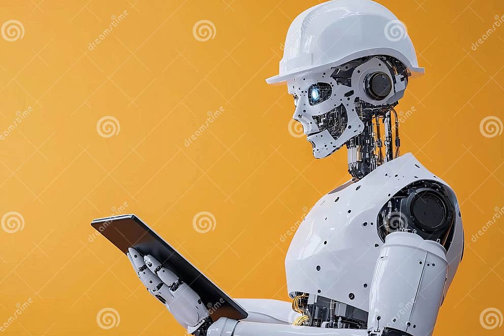 Construction Robotics is Symbolized by a Robot with a White Hard Hat ...