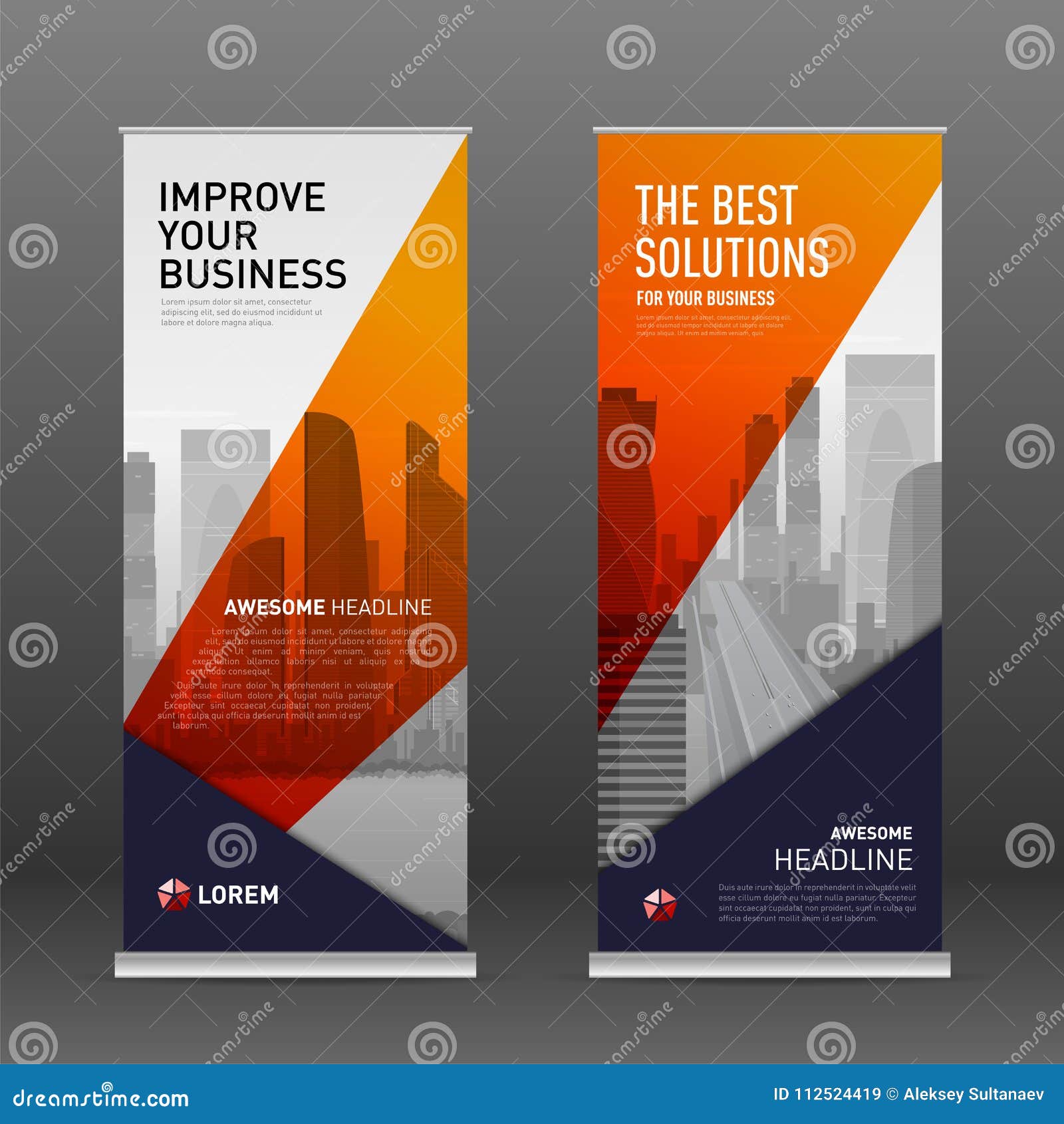 Construction Roll Up Banner Design Template. Stock Vector ...