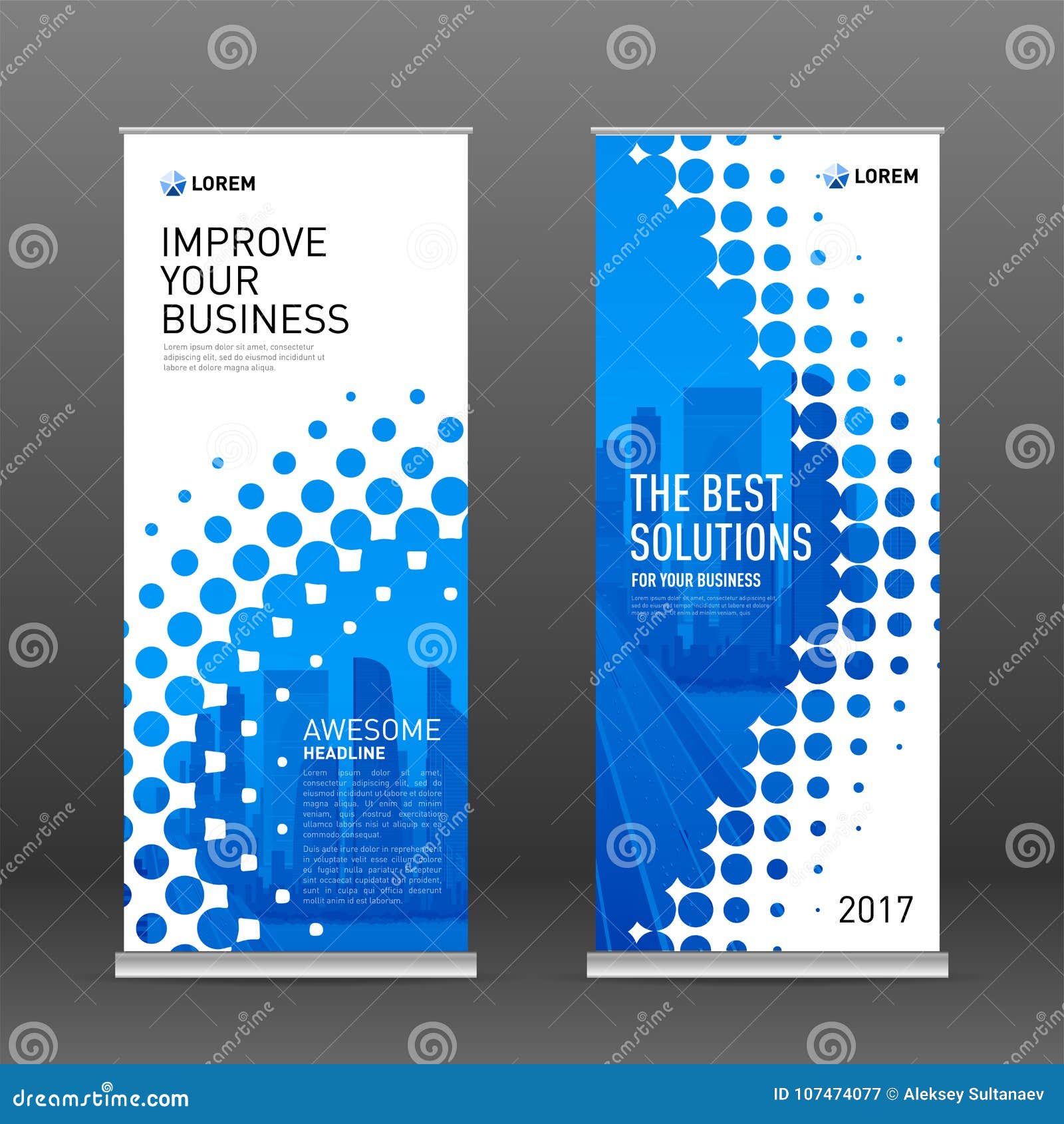 Construction Roll Up Banner Design Template Stock Vector - Illustration ...