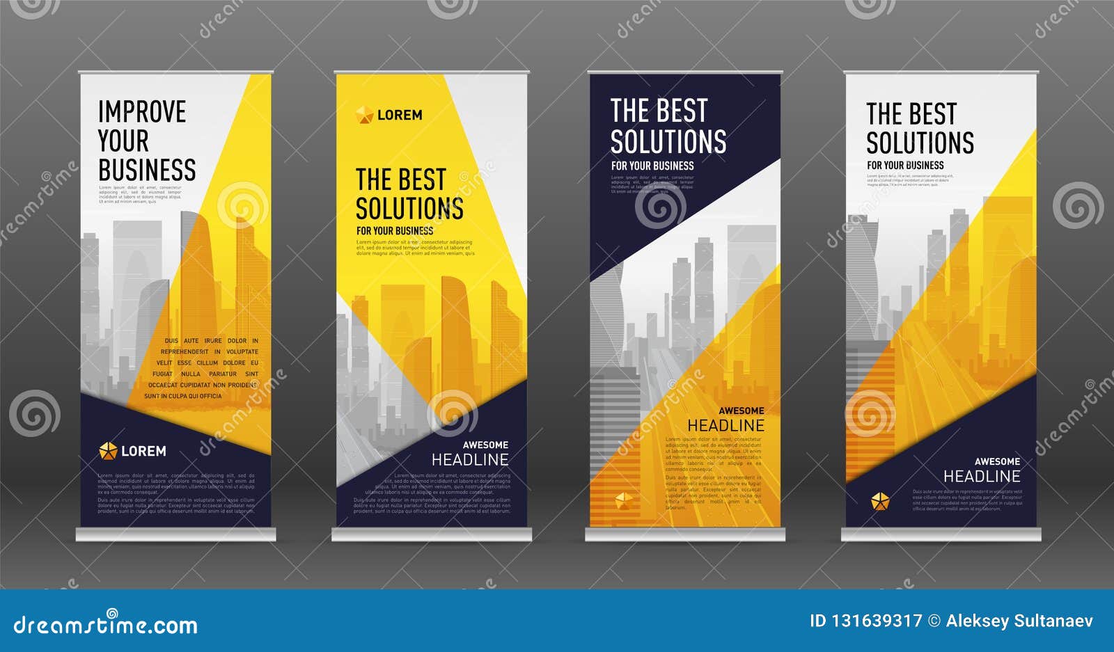 Construction Roll Up Banner Design Templates Set Stock Vector ...
