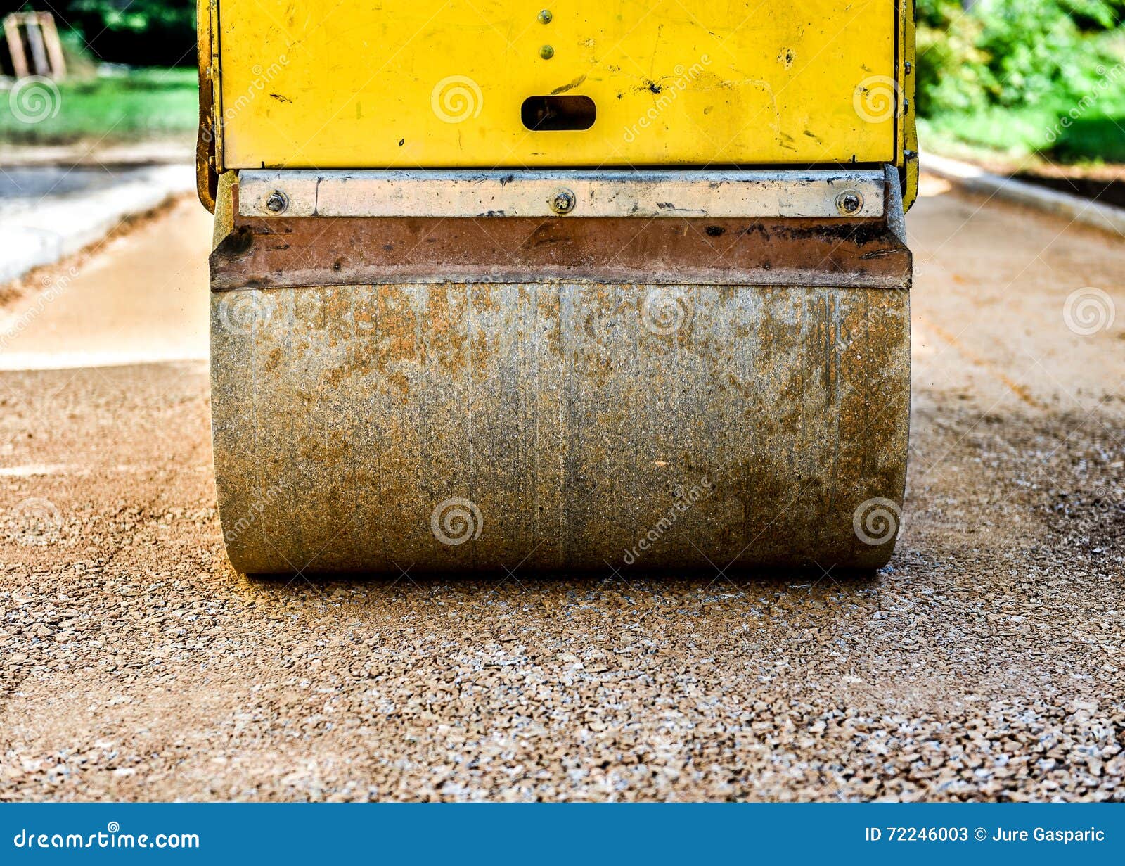 Construction Roller or Steamroller during Road Construction. Asp Stock ...