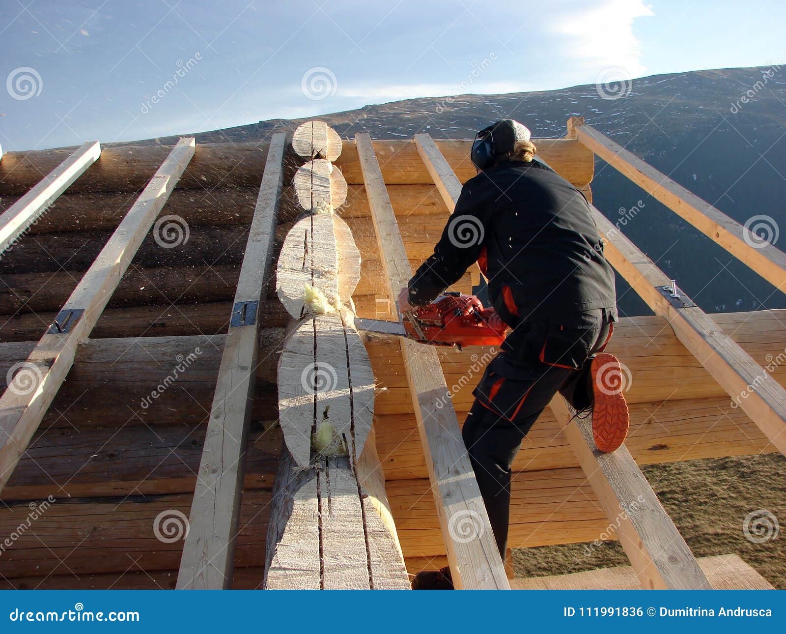 Construction roof cabin stock photo. Image of development - 111991836